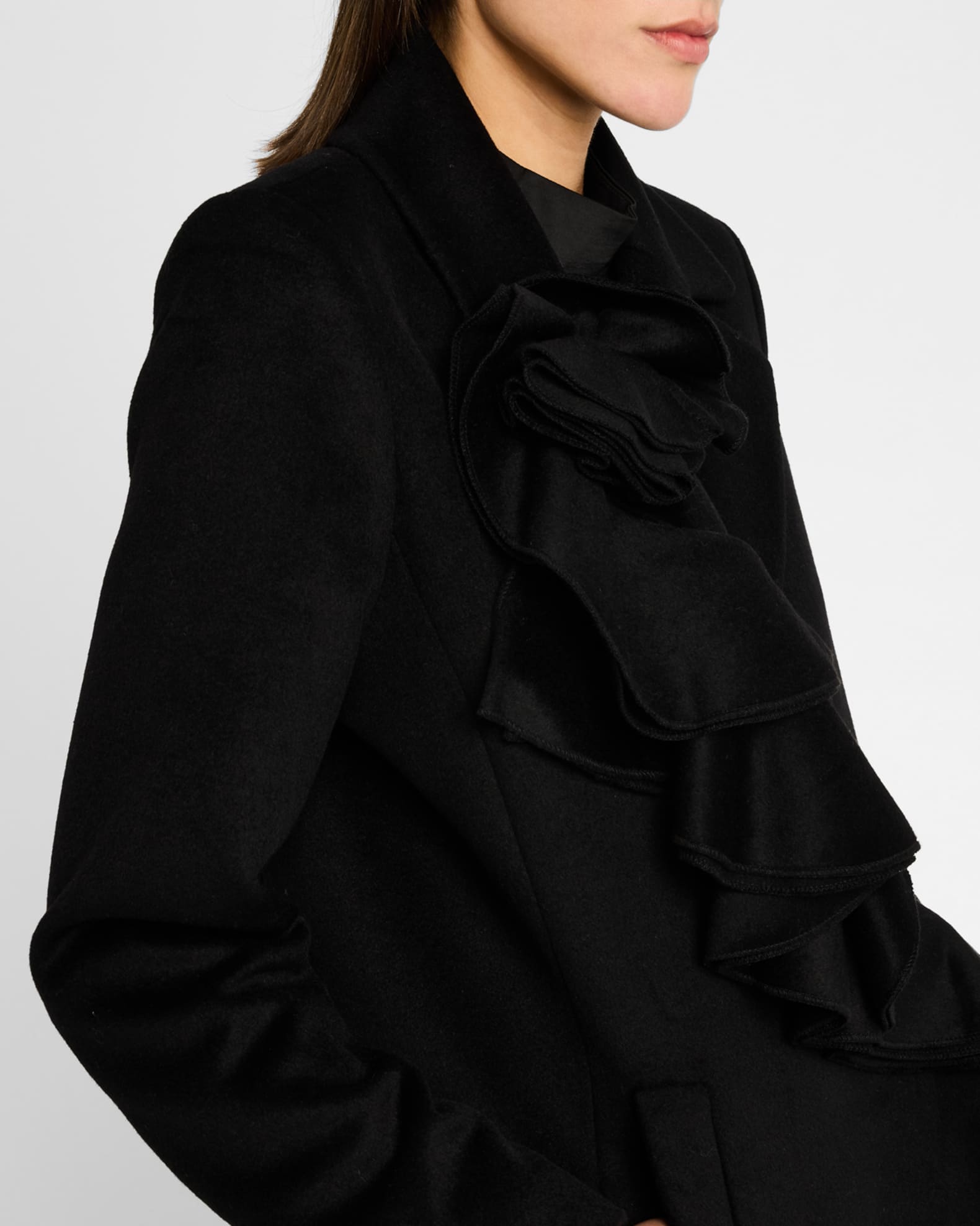 Kobi Halperin Alora Ruffle Brushed Wool Coat | Neiman Marcus