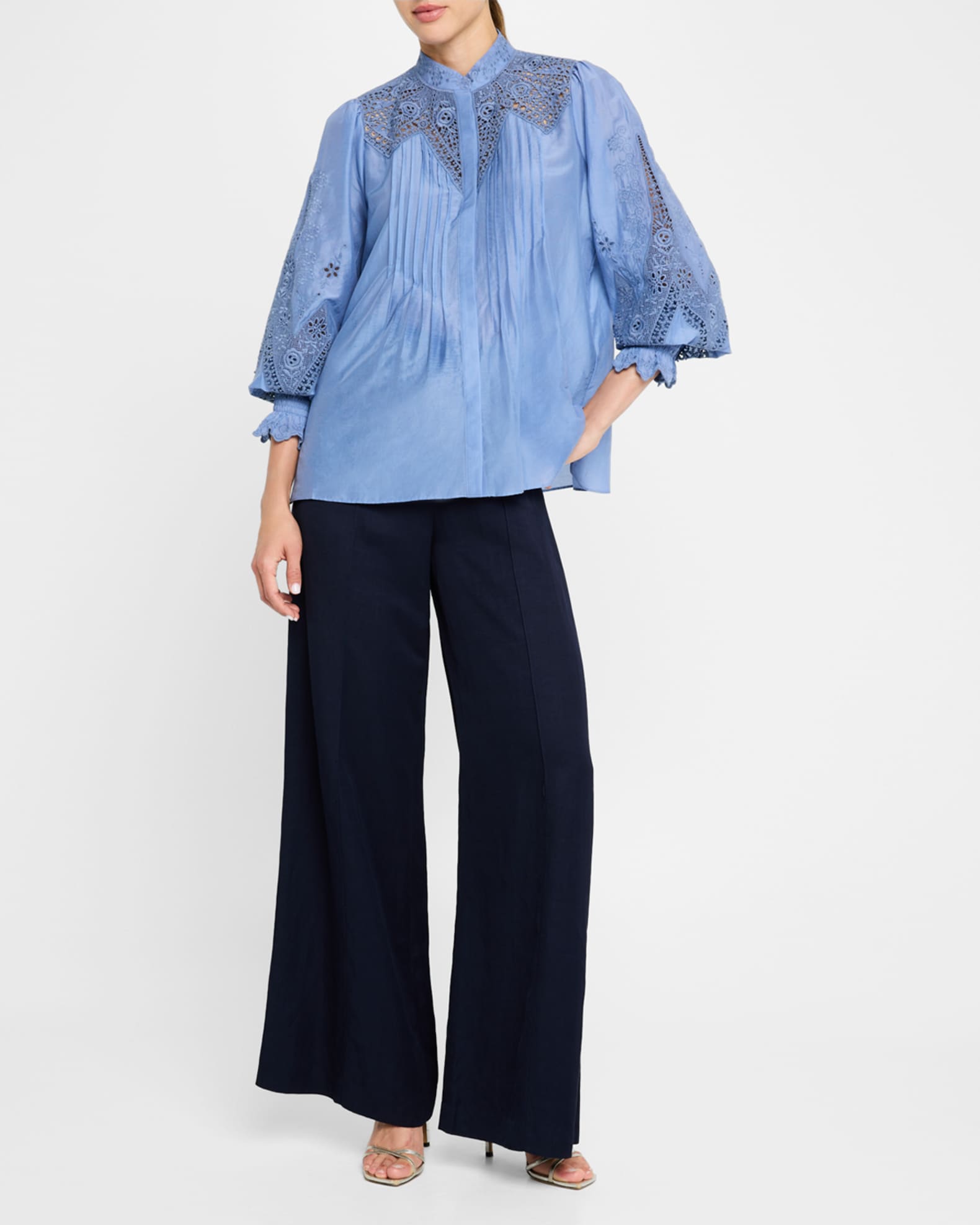 Kobi Halperin Delta Embroidered Cotton-Silk Blouse | Neiman Marcus