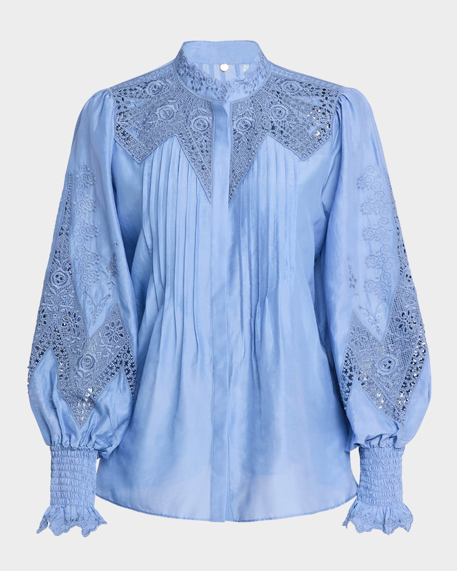 Kobi Halperin Delta Embroidered Cotton-Silk Blouse | Neiman Marcus