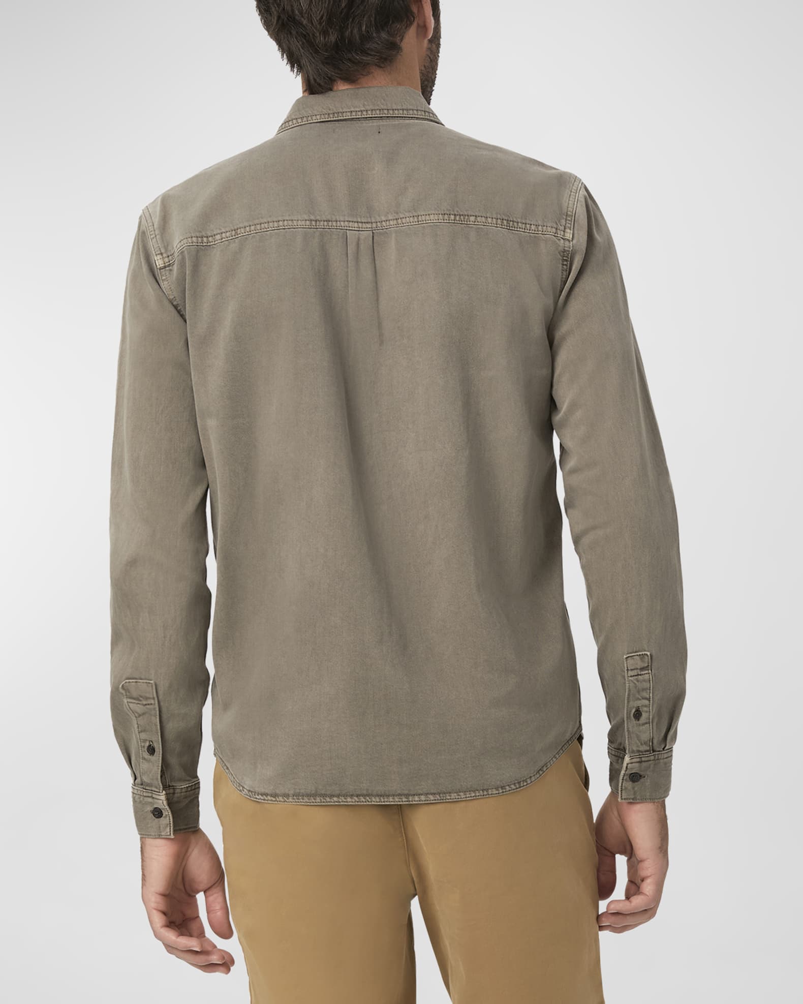 PAIGE Men's Martin Sueded Twill Button-Down Shirt | Neiman Marcus