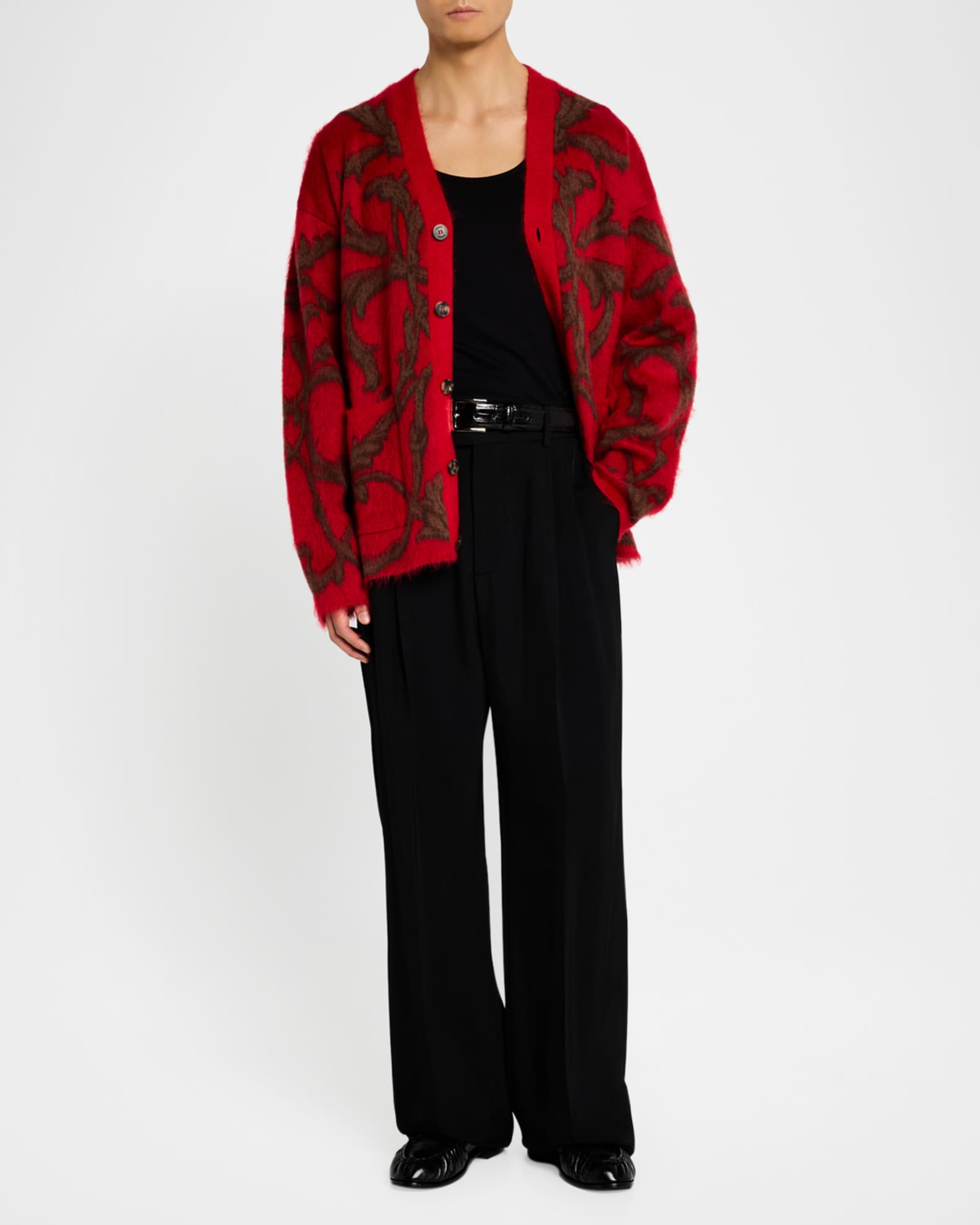 Versace Men's Acanthus Leaves Mohair-Blend Cardigan | Neiman Marcus
