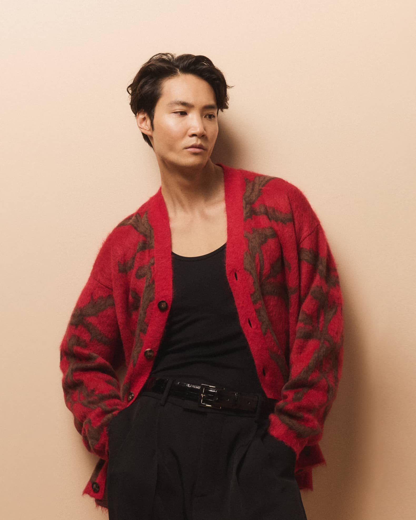 Versace Men's Acanthus Leaves Mohair-Blend Cardigan | Neiman Marcus