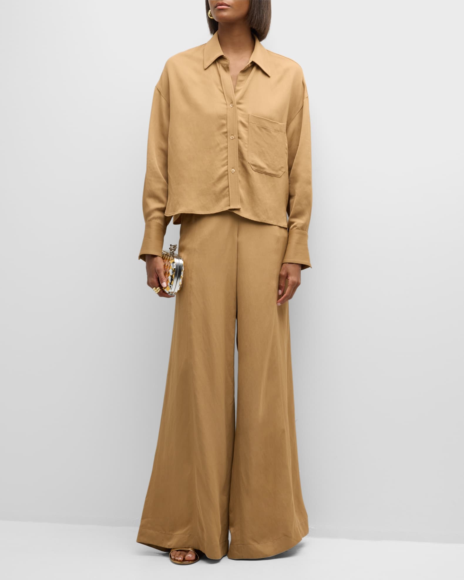 TWP Little Big Joe Linen-Blend Button-Front Shirt | Neiman Marcus