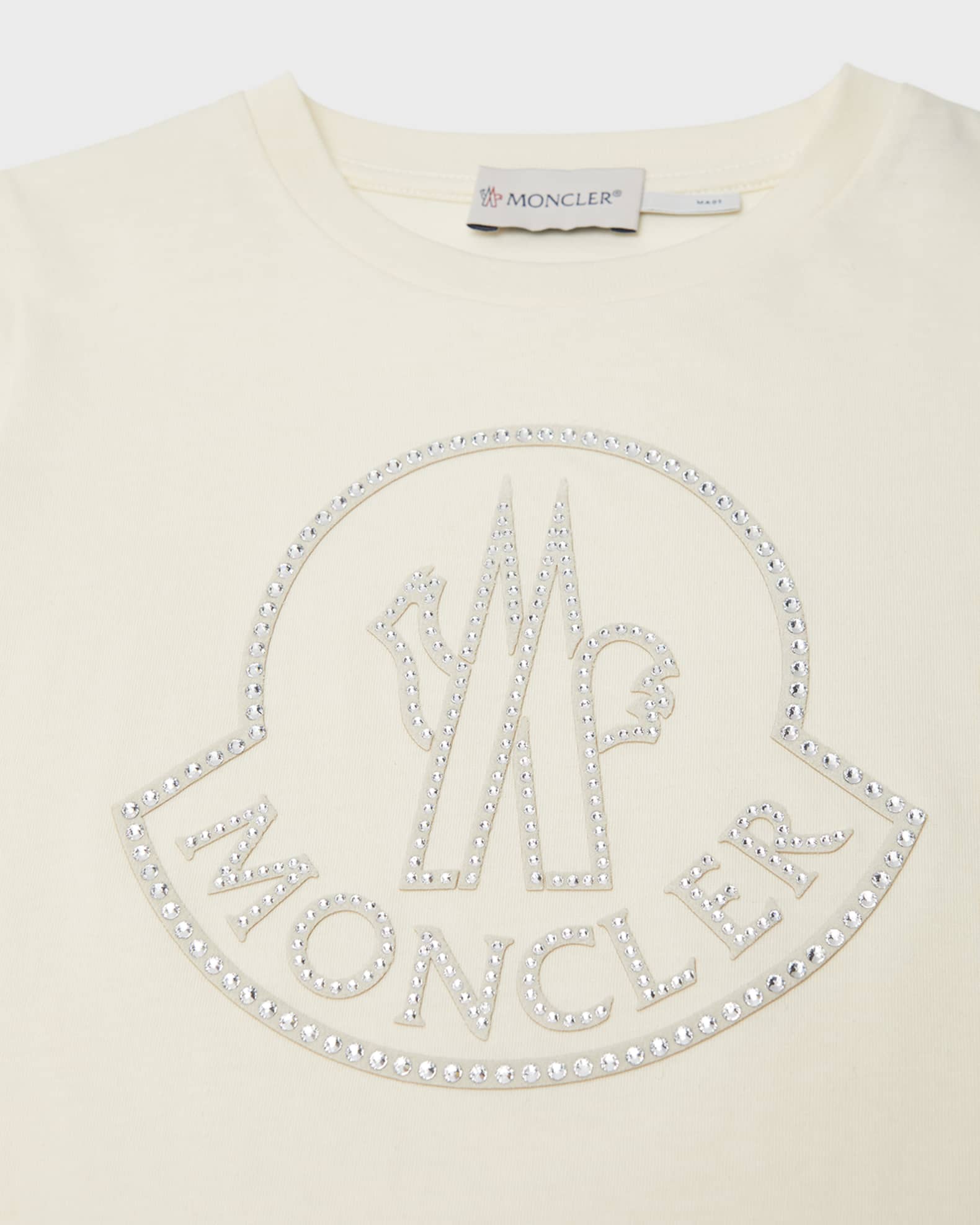 Moncler Girl's Embellished Bell Logo T-Shirt, Size 4-6 | Neiman Marcus