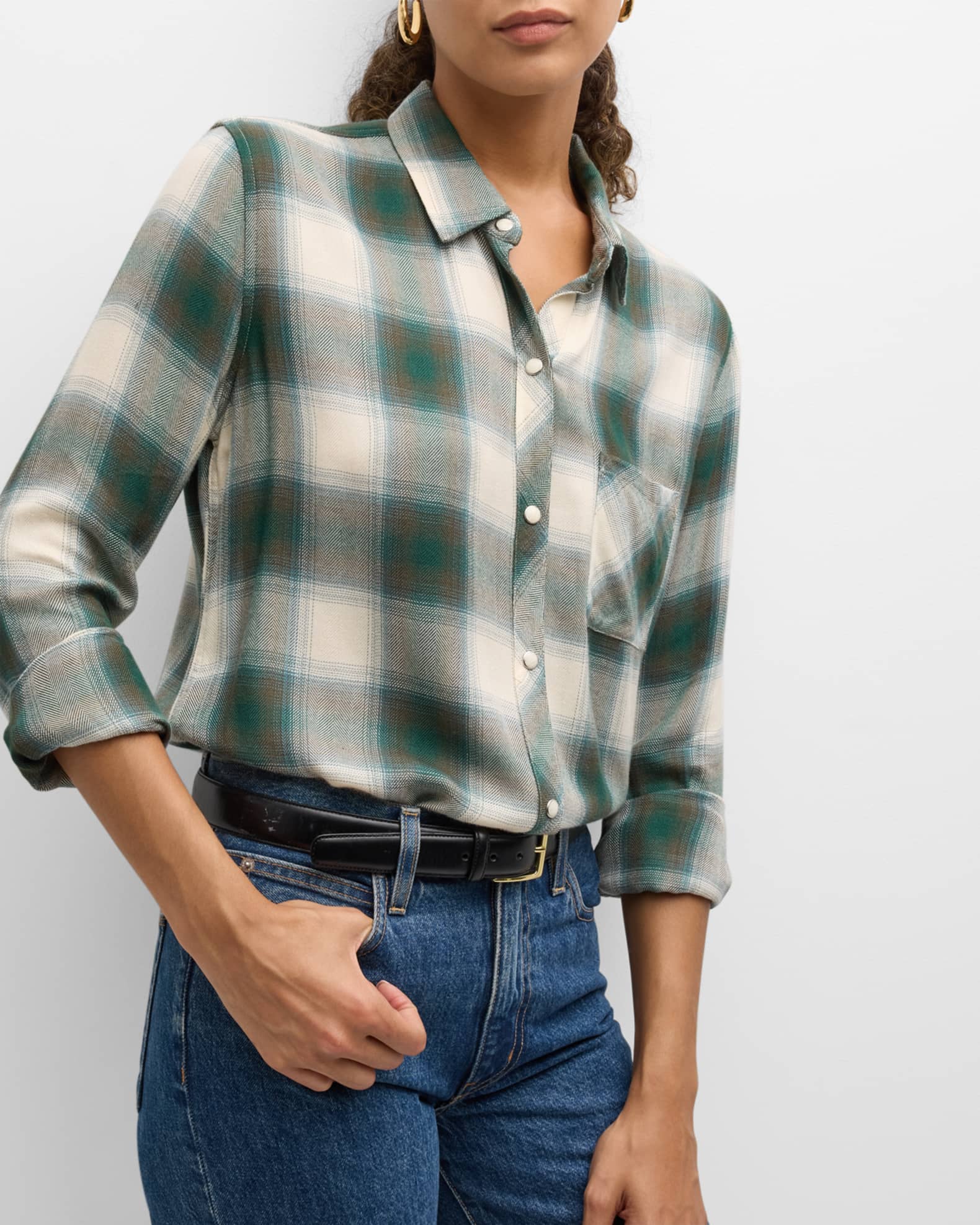 Rails Hunter Plaid Button-Front Shirt | Neiman Marcus