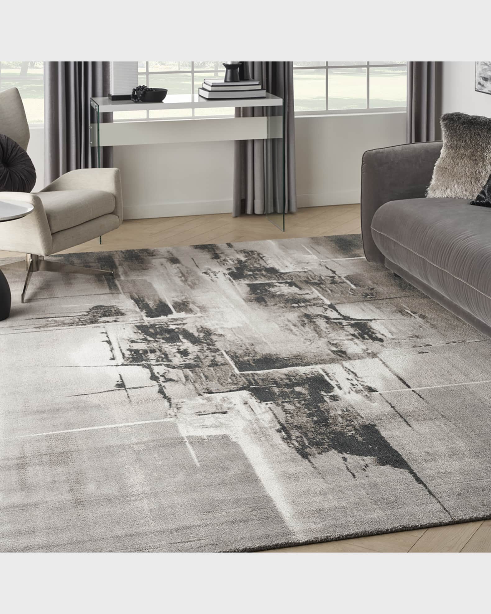 Charcoal Stroke Power-Loomed Rug | Neiman Marcus