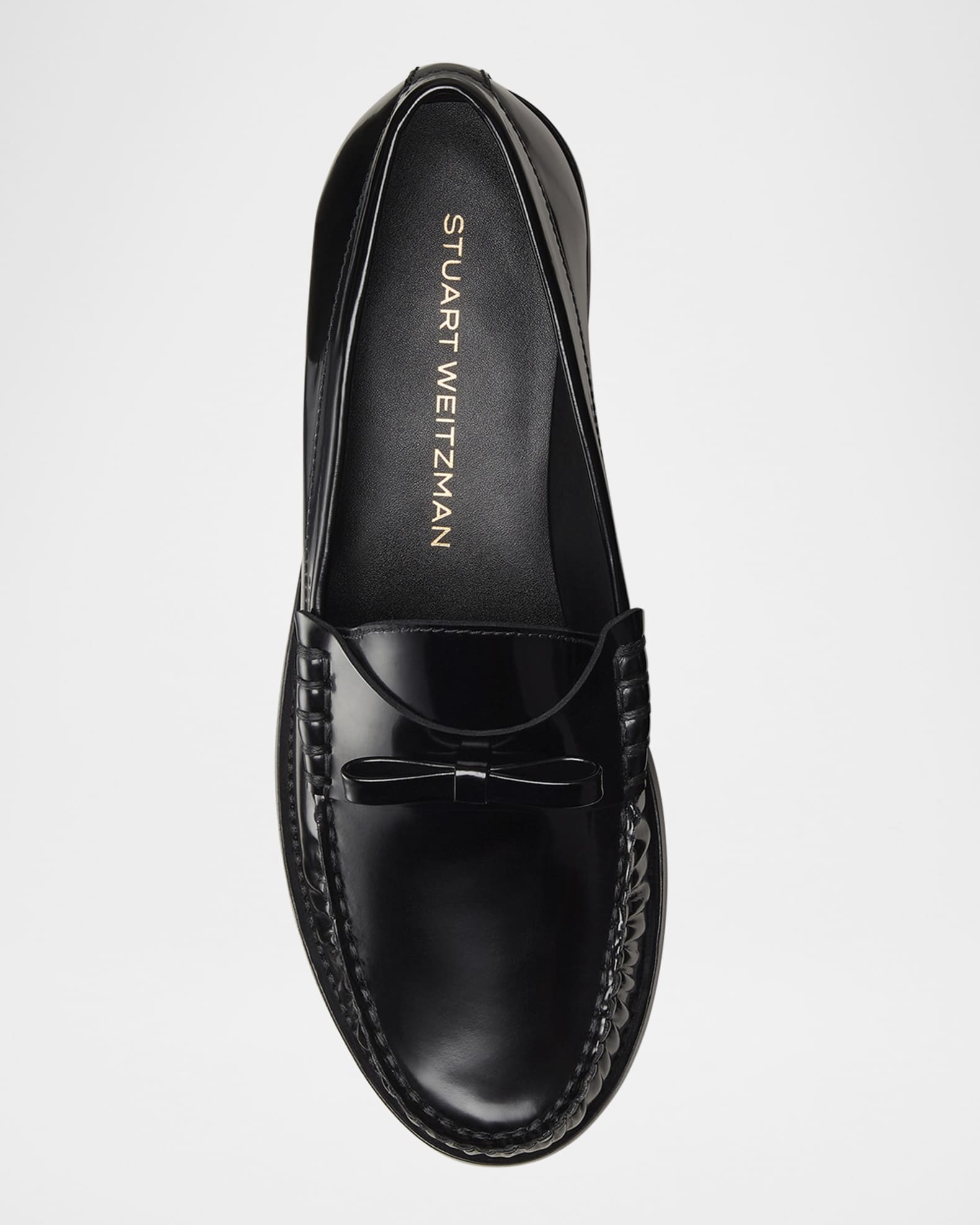 Stuart Weitzman Lottie Leather Bow Loafers | Neiman Marcus