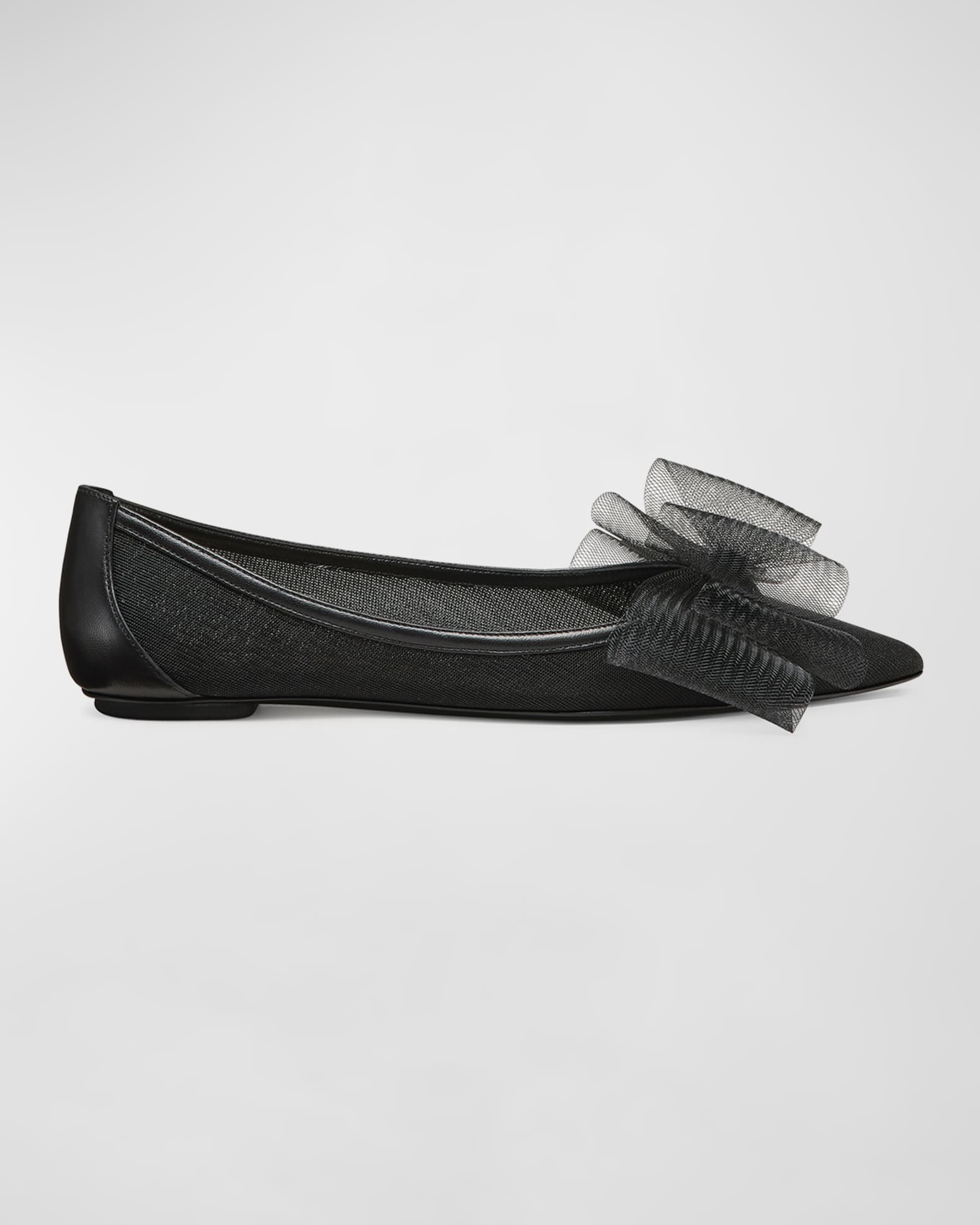 Stuart Weitzman Blushing Bow Mesh Ballerina Flats Neiman Marcus
