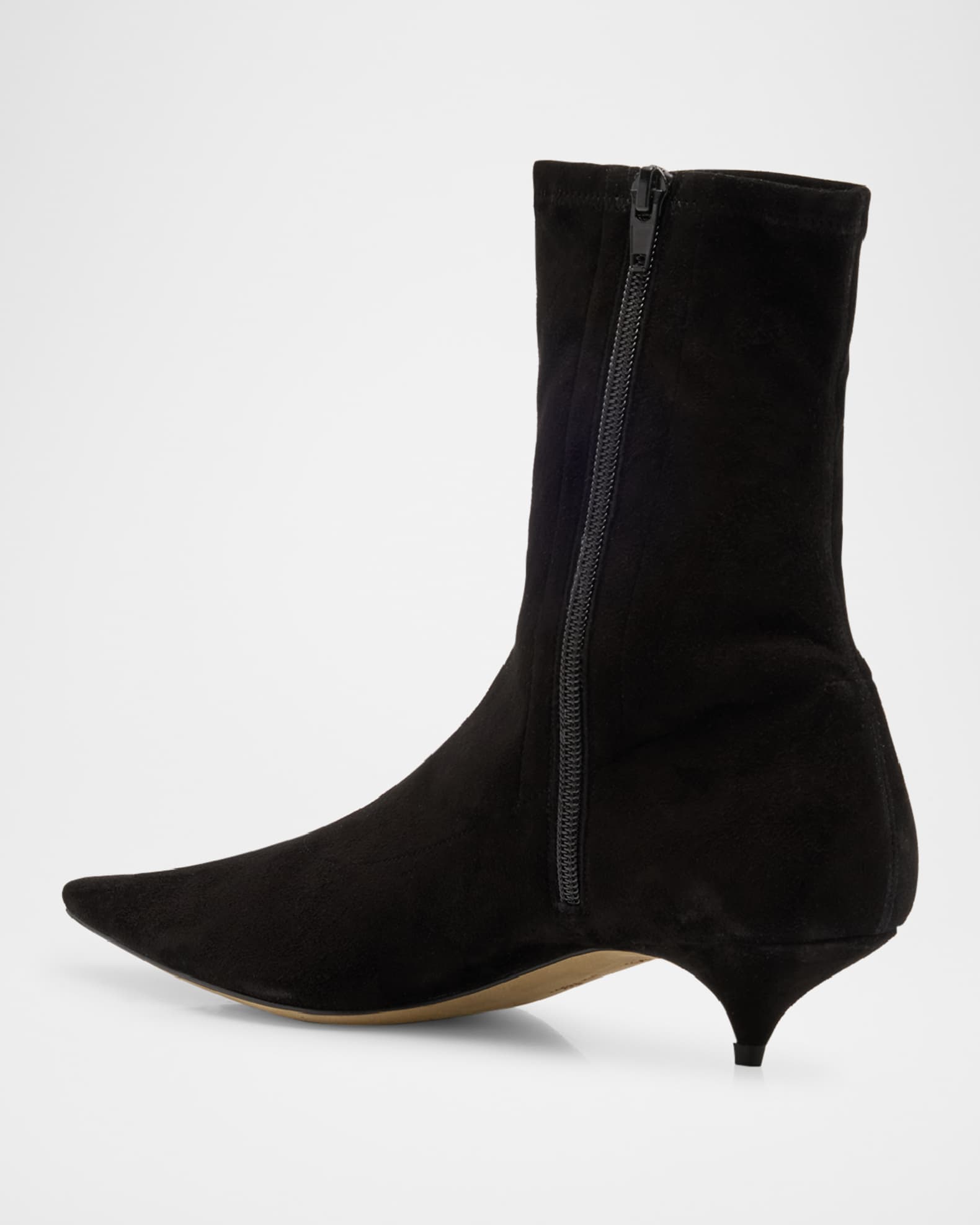THE ROW Liisa Suede Kitten-Heel Booties | Neiman Marcus