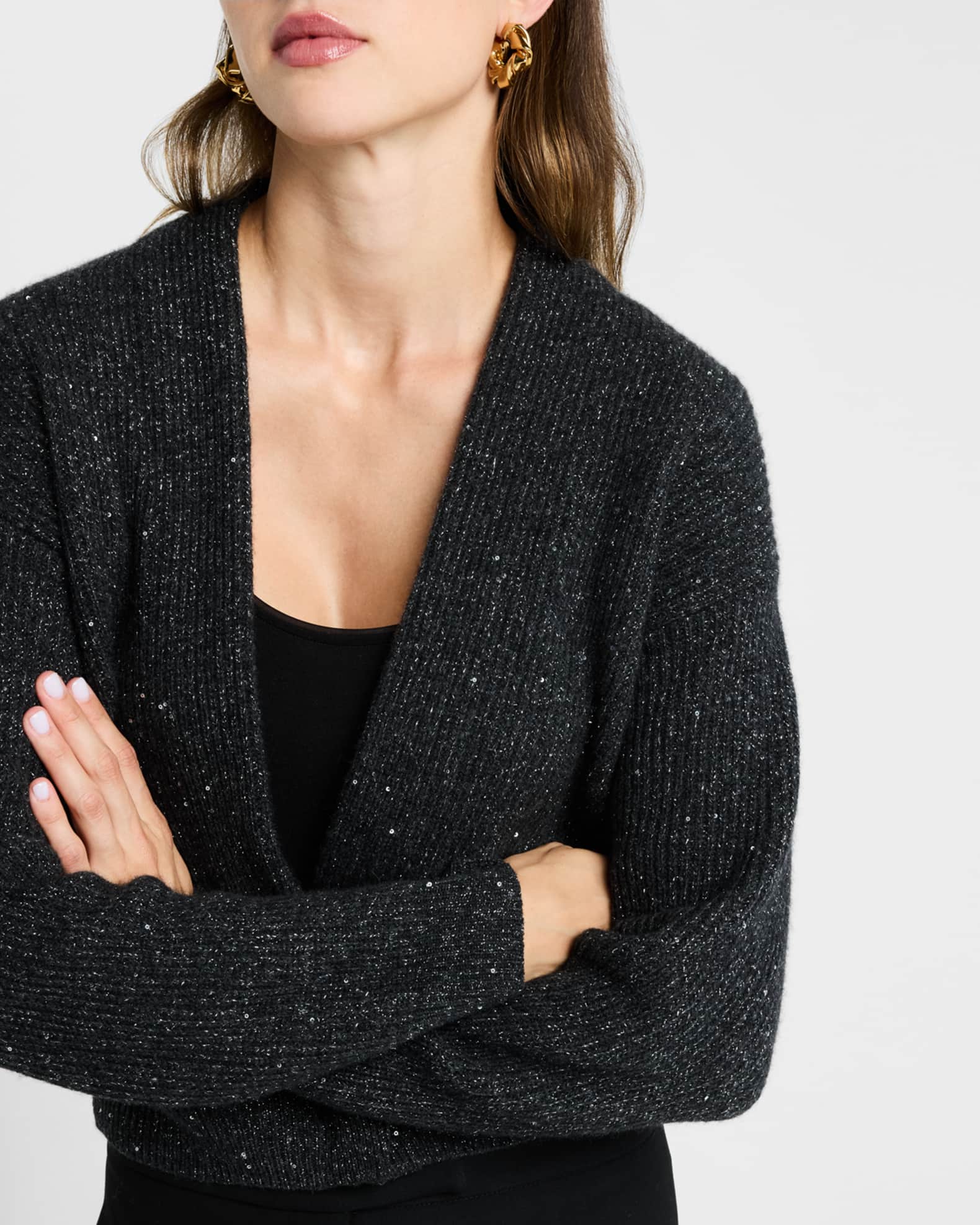 Peserico Shimmer Sequin-Embellished Cardigan | Neiman Marcus