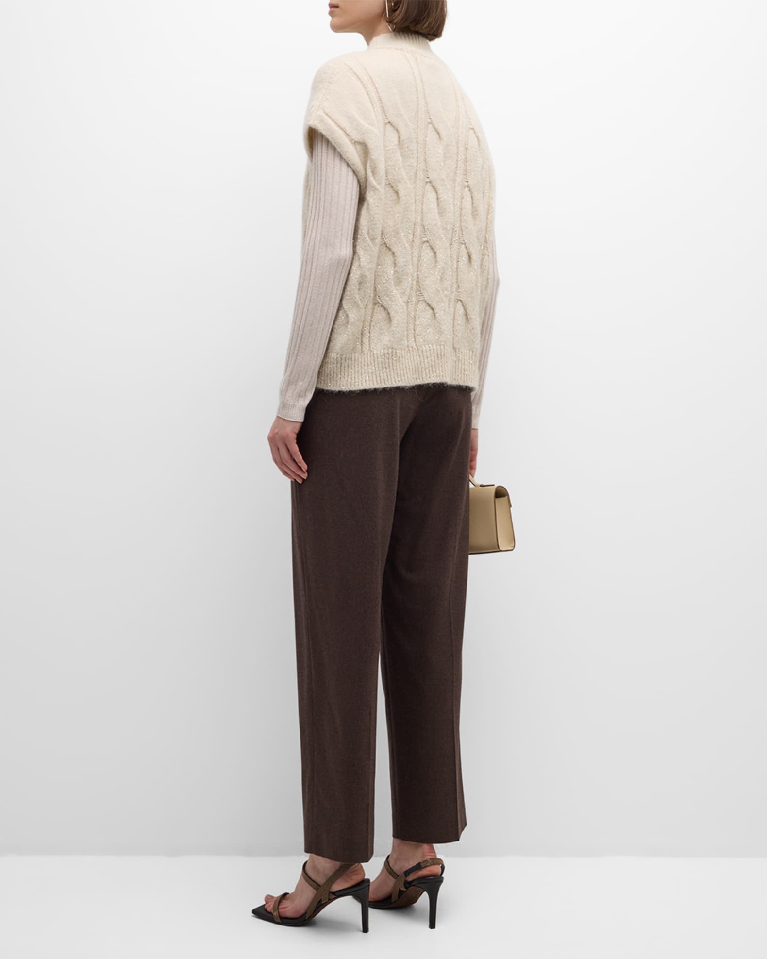 Peserico Cable-Knit Sequin Vest | Neiman Marcus
