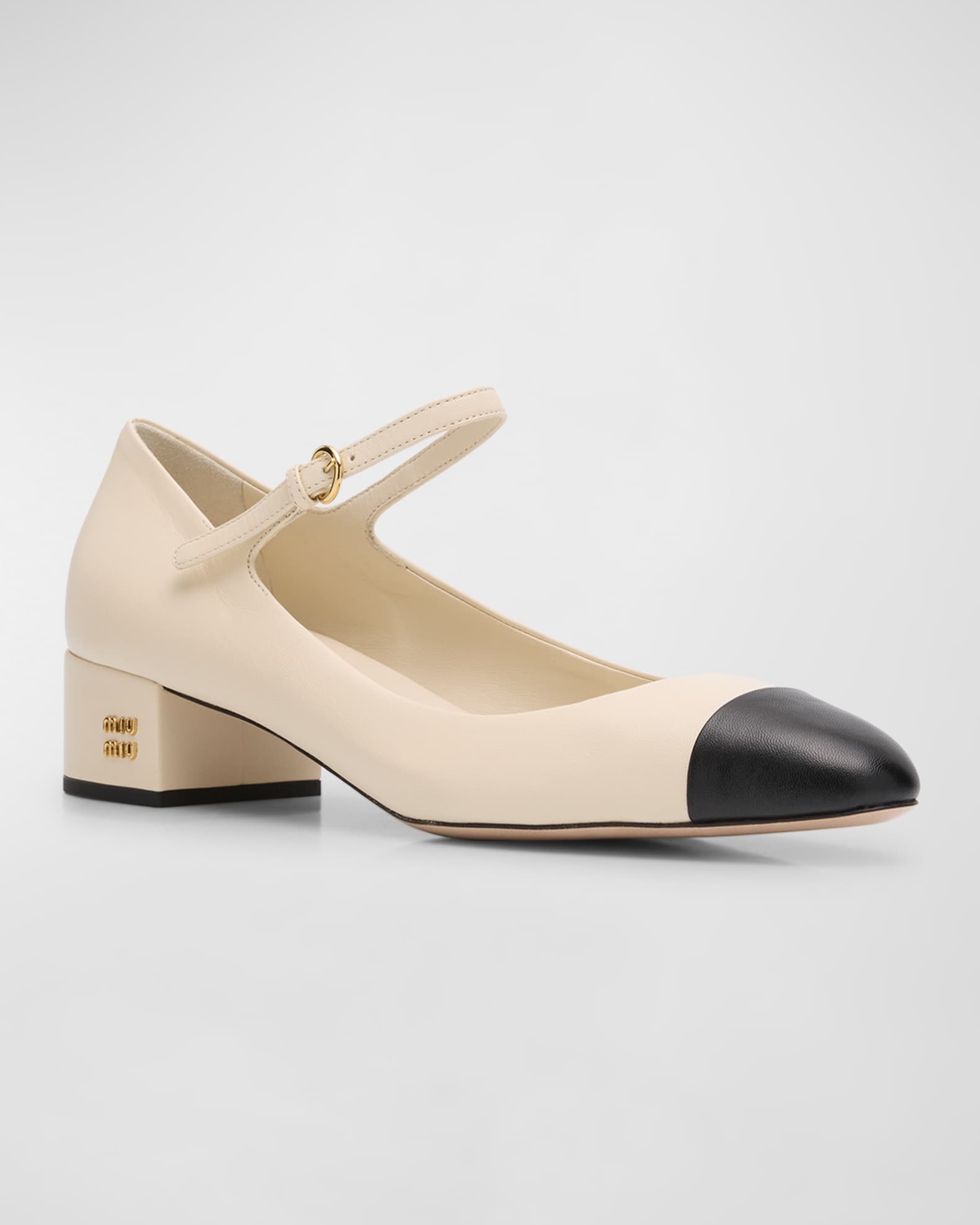 Miu Miu Bicolor Leather Mary Jane Ballerina Pumps | Neiman Marcus