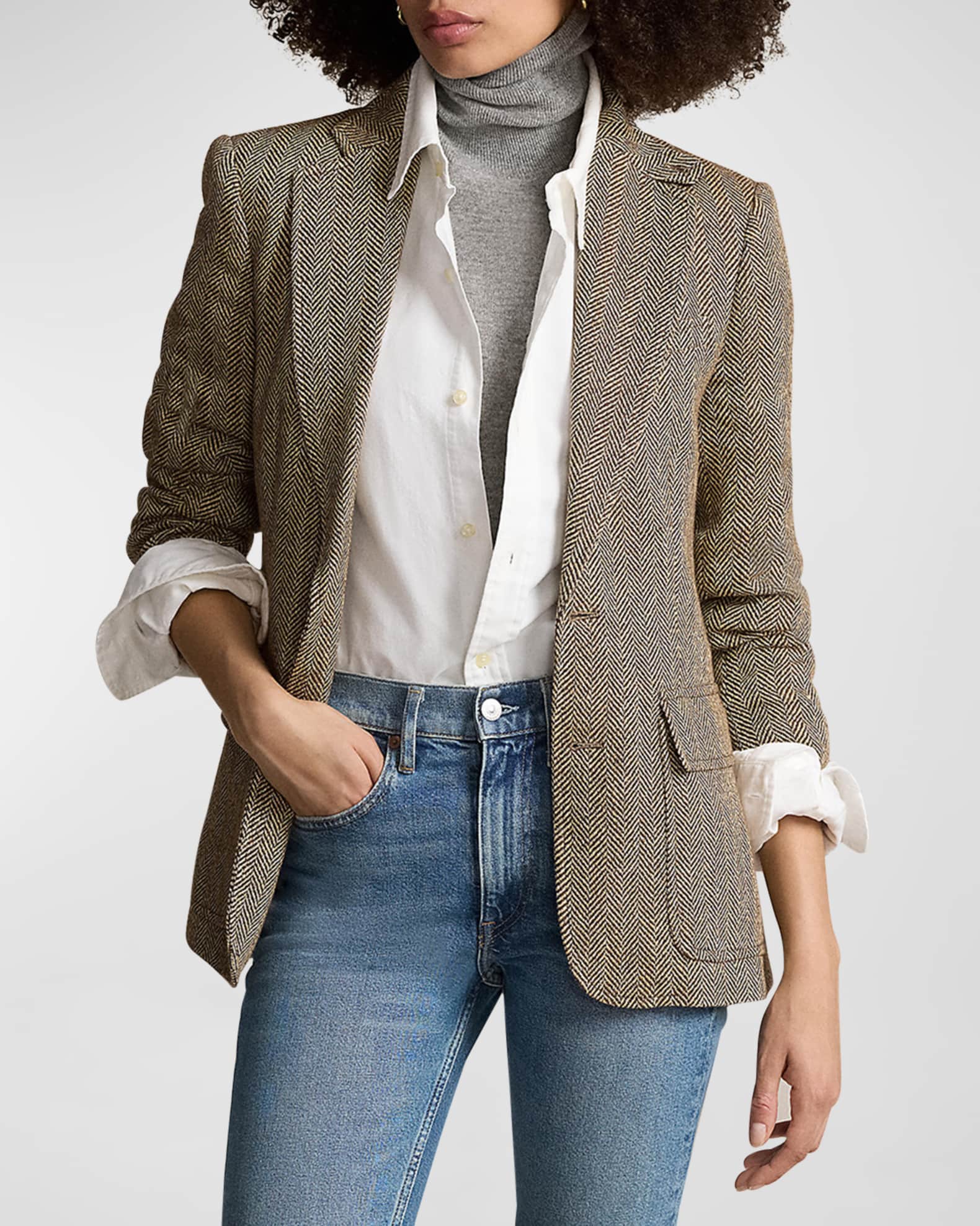 Polo Ralph Lauren Herringbone Linen-Blend Blazer | Neiman Marcus