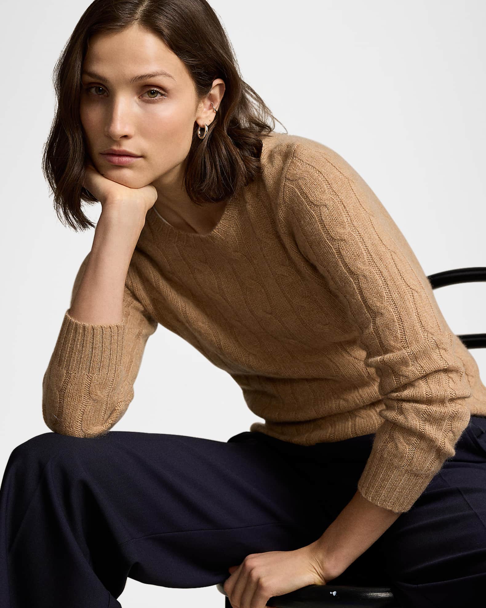 Polo Ralph Lauren Julianna Cable-Knit Cashmere Sweater | Neiman Marcus
