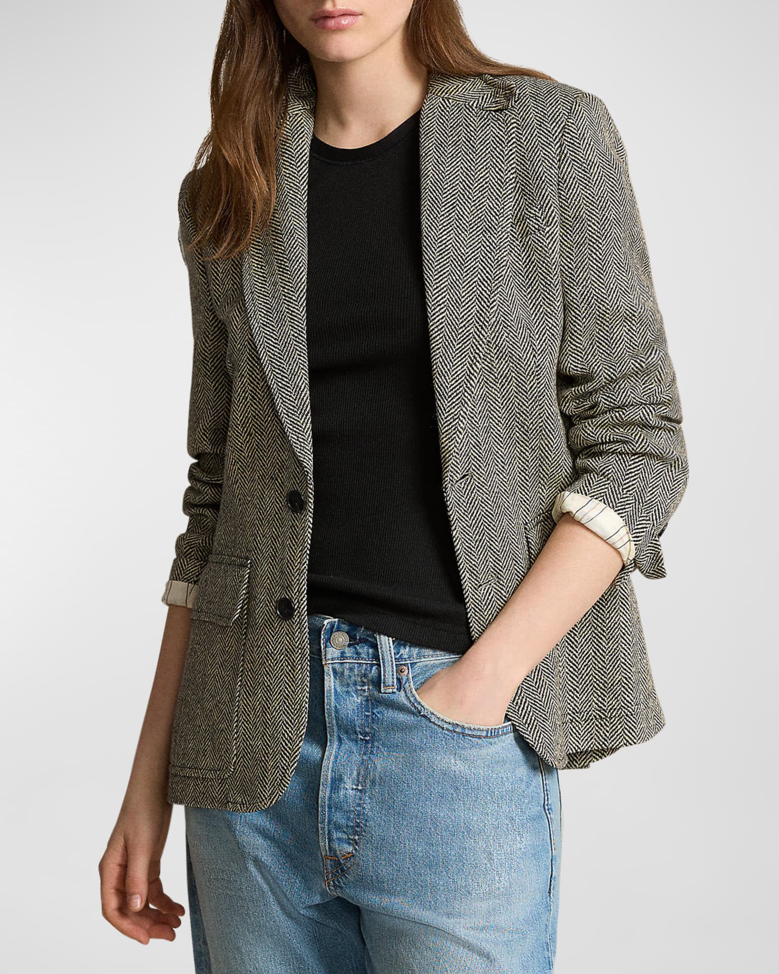 Polo Ralph Lauren Herringbone Linen-Blend Blazer | Neiman Marcus