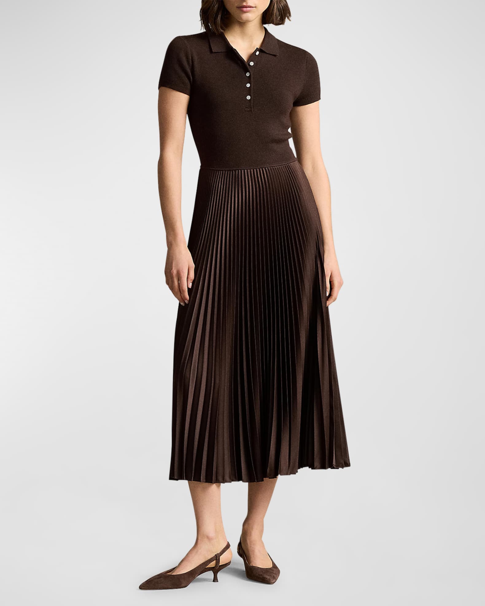 Polo Ralph Lauren Polo Sweater-Bodice Midi Dress | Neiman Marcus
