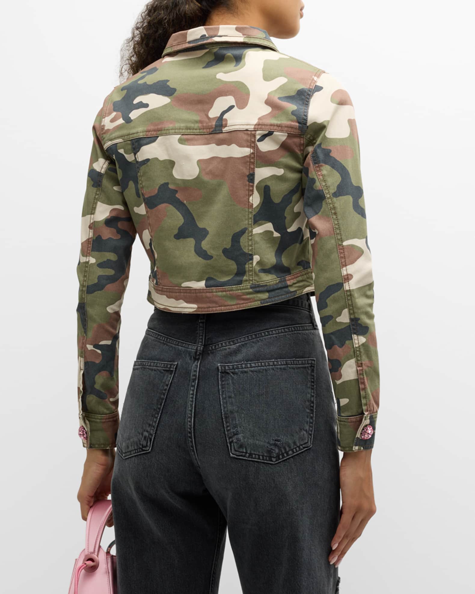 Cinq a Sept Regina Cropped Camo Rhinestone Jacket | Neiman Marcus