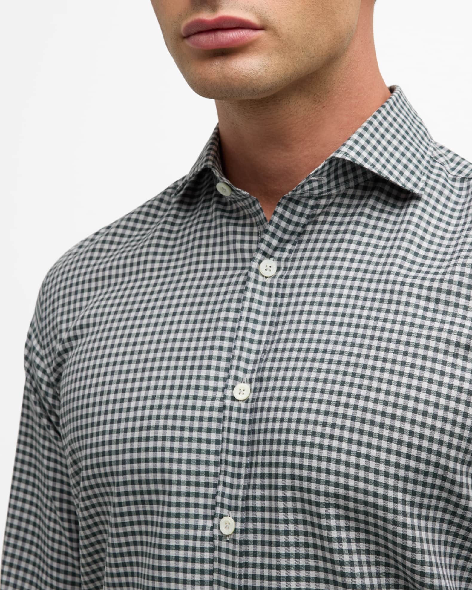 Canali Men's Gingham Button-Front Shirt | Neiman Marcus