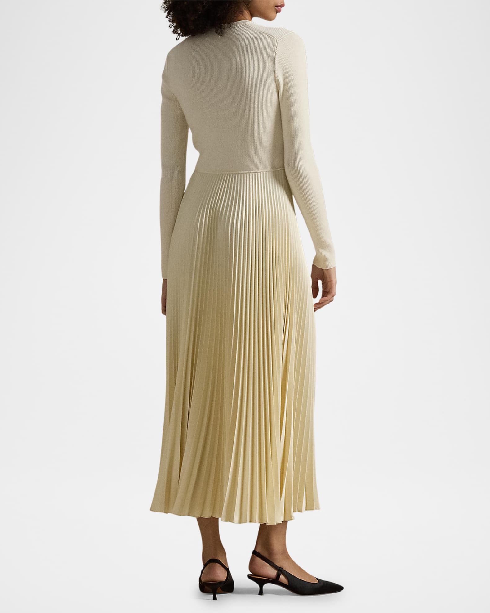 Polo Ralph Lauren Sweater-Bodice Long-Sleeve Dress | Neiman Marcus