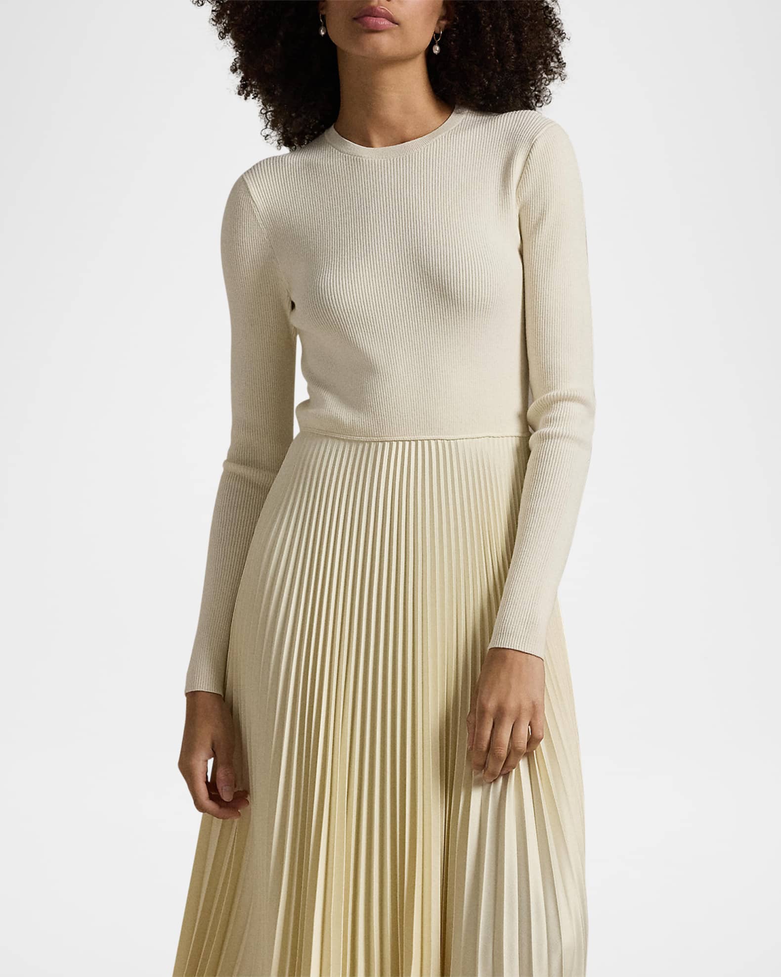 Polo Ralph Lauren Sweater-Bodice Long-Sleeve Dress | Neiman Marcus