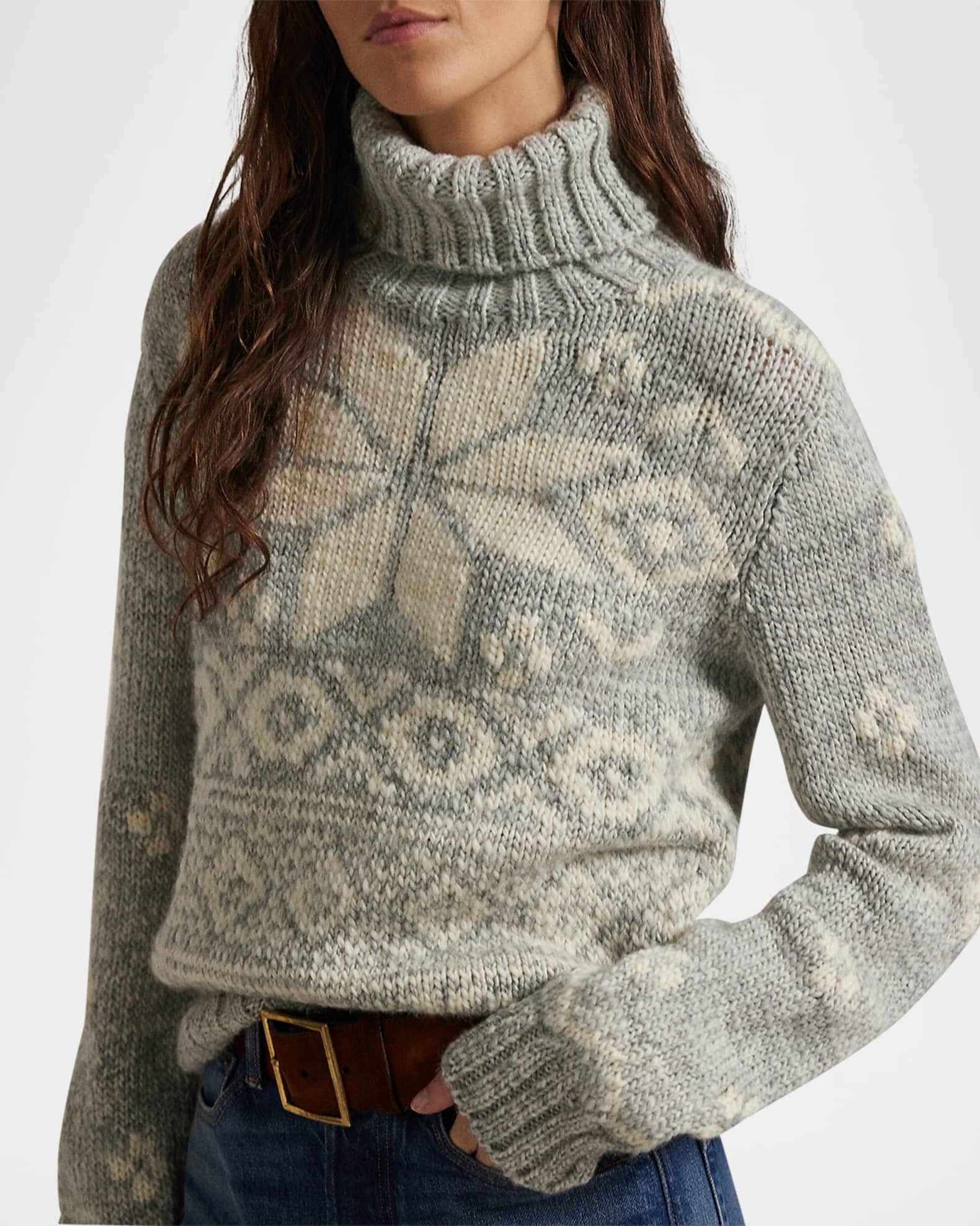 Polo Ralph Lauren Snowflake-Motif Wool Turtleneck | Neiman Marcus