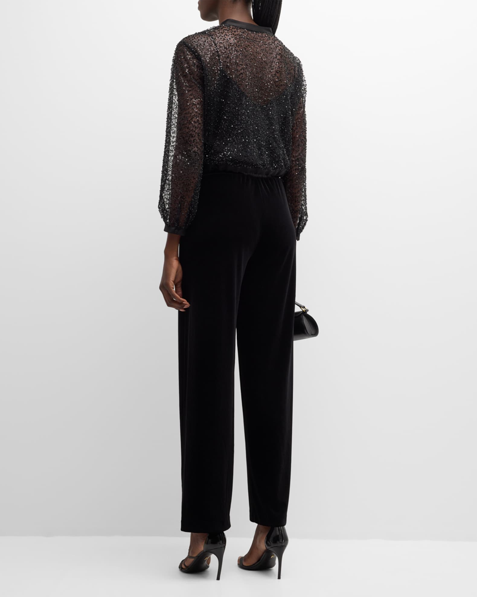Emporio Armani Cropped Bead and Sequin Tulle Jacket | Neiman Marcus