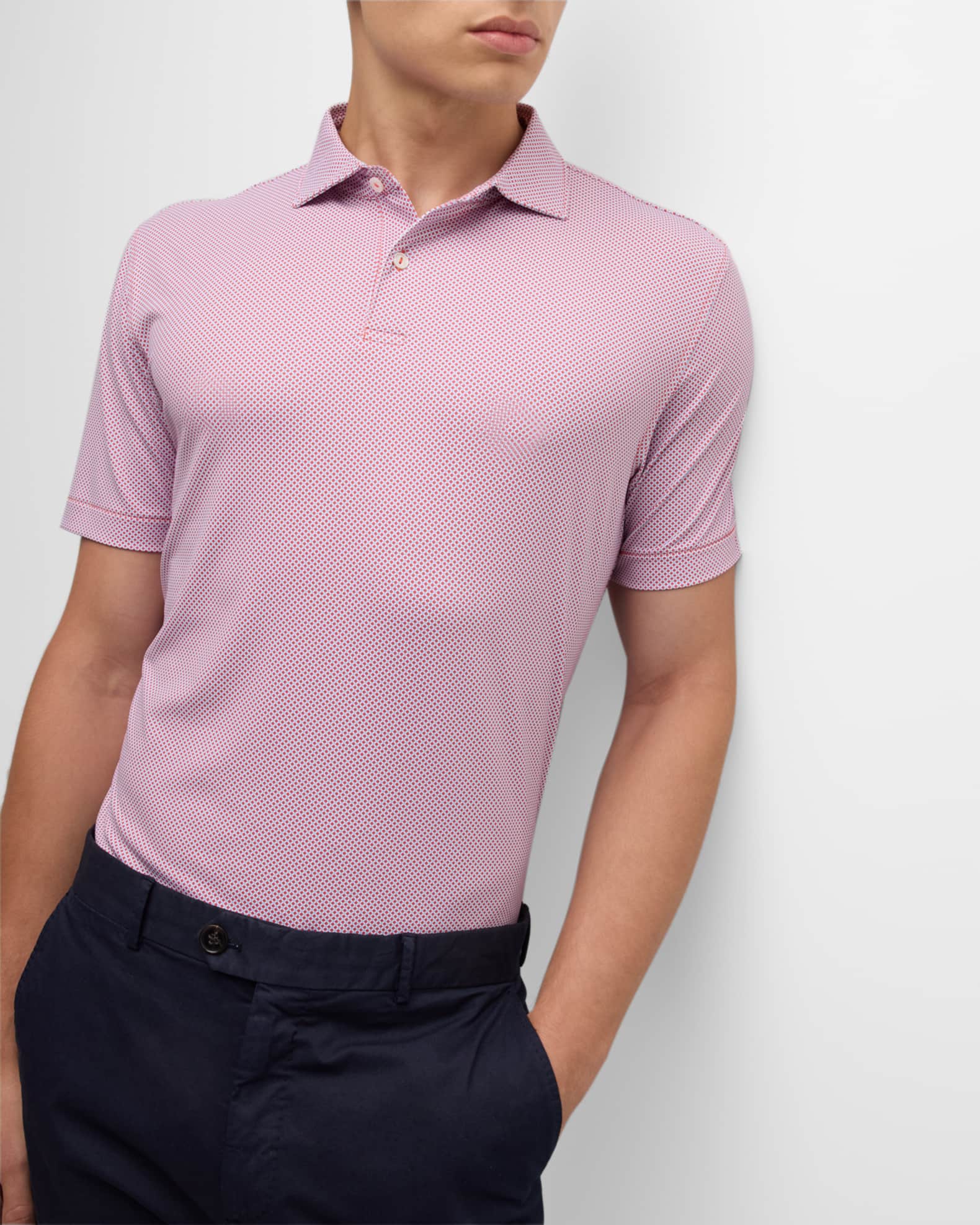 Peter Millar Men's Delancey Dot Performance Polo Shirt | Neiman Marcus