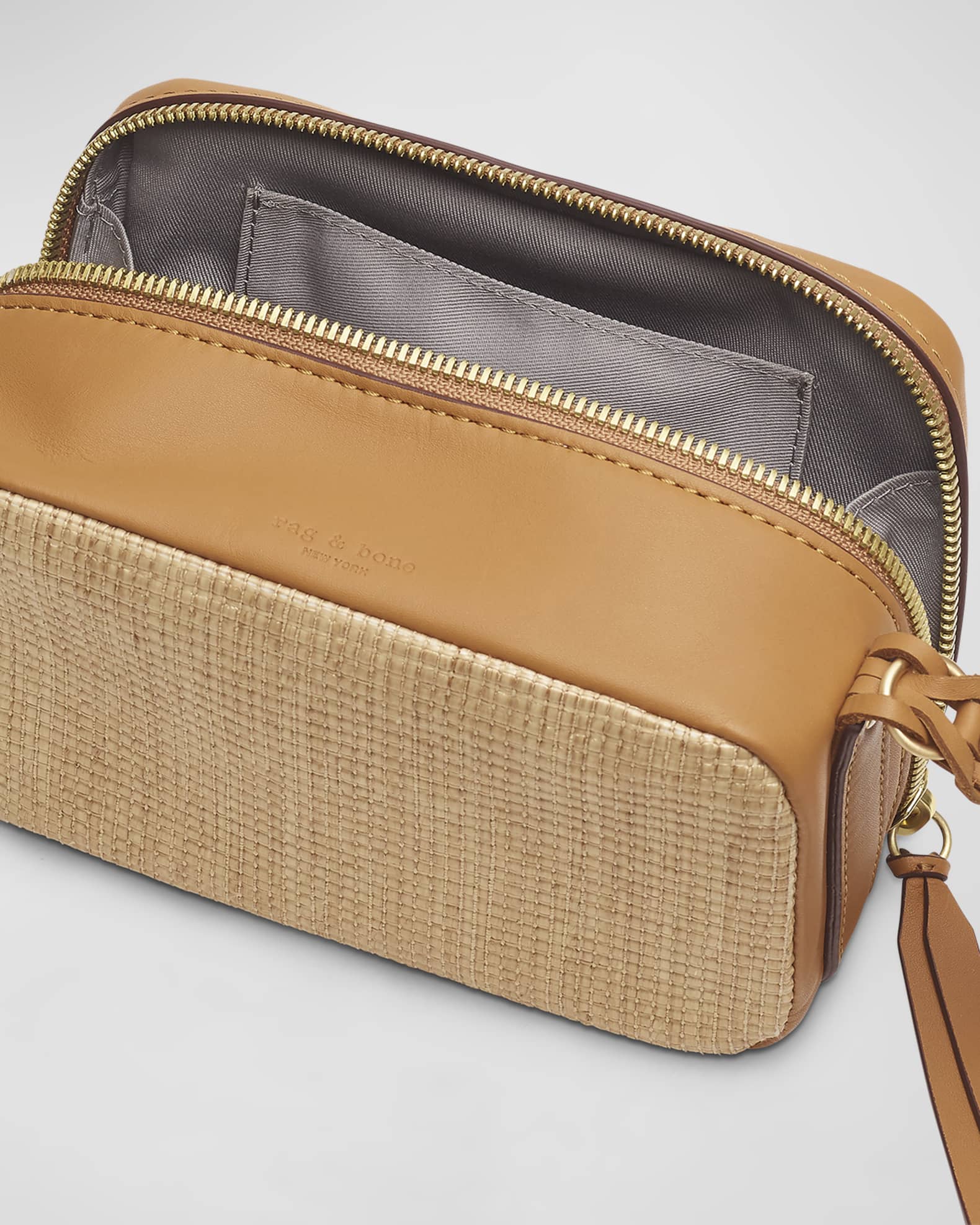Rag & Bone Cami Straw & Leather Camera Crossbody Bag | Neiman Marcus