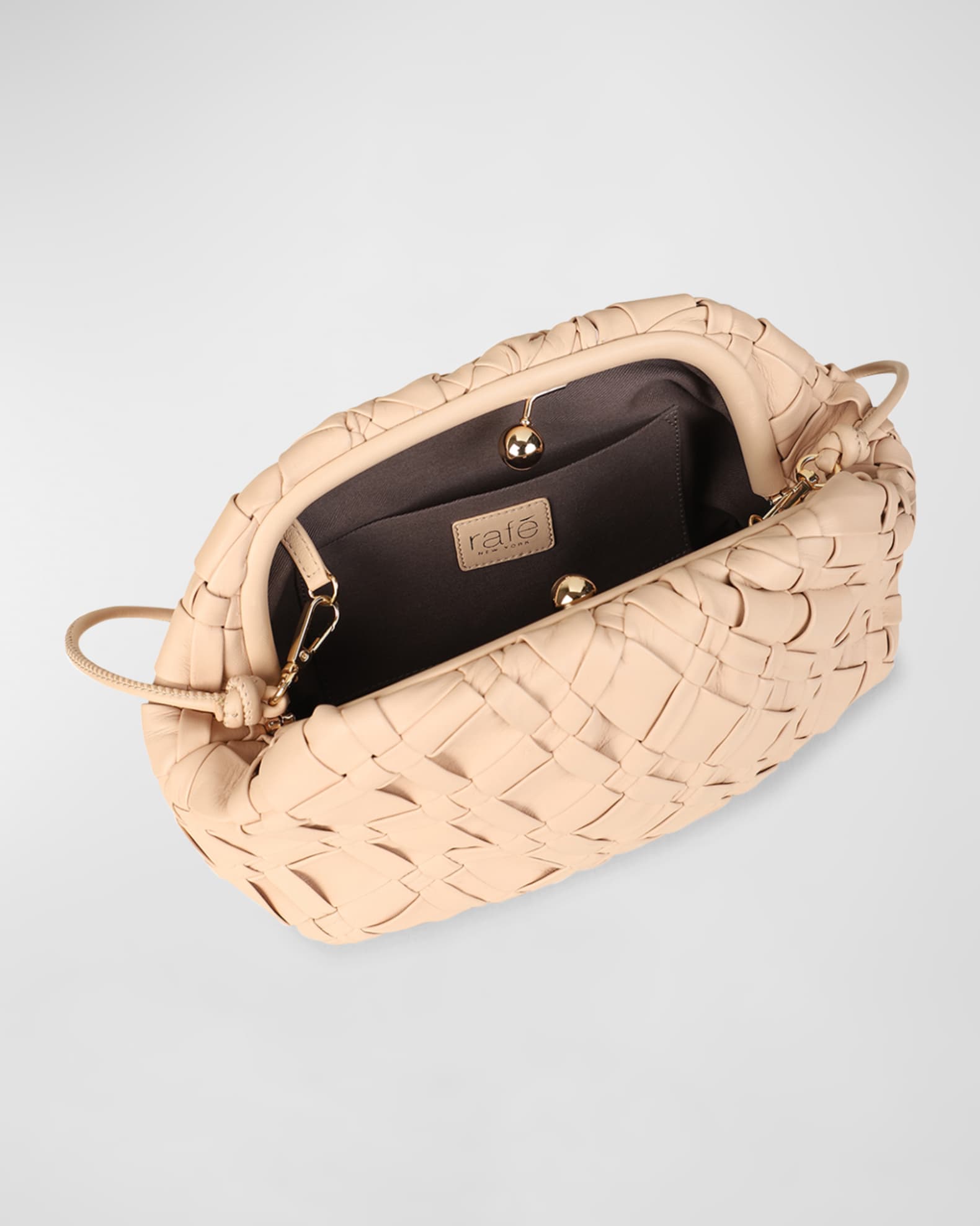 Rafe Aya Frame Woven Leather Clutch Bag | Neiman Marcus