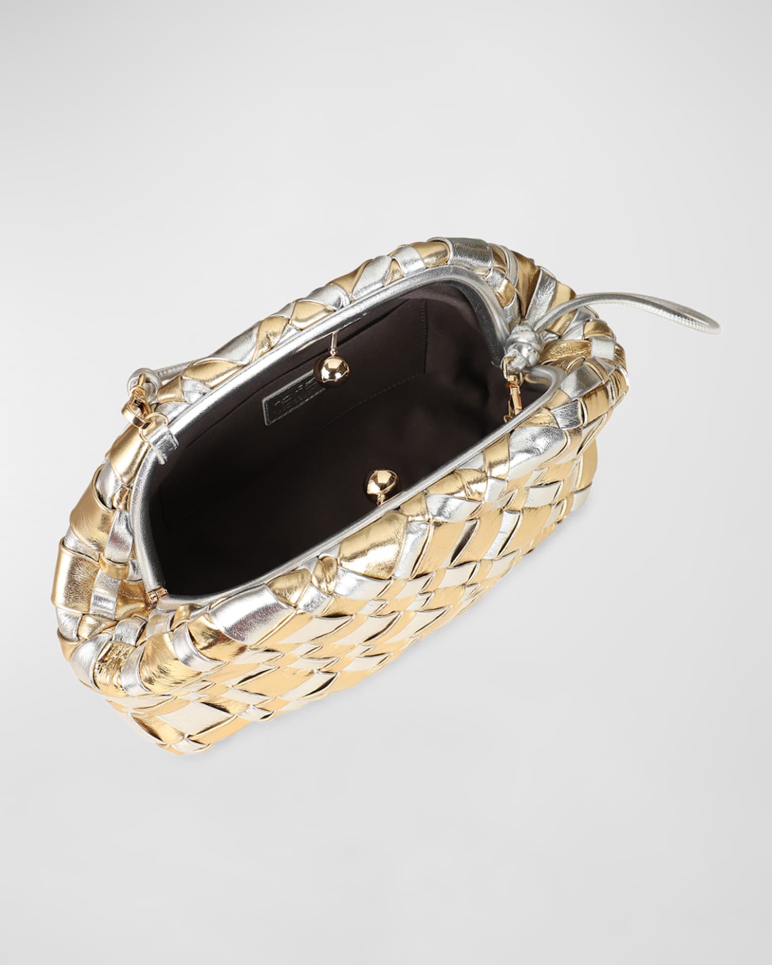 Rafe Aya Frame Metallic Leather Clutch Bag | Neiman Marcus
