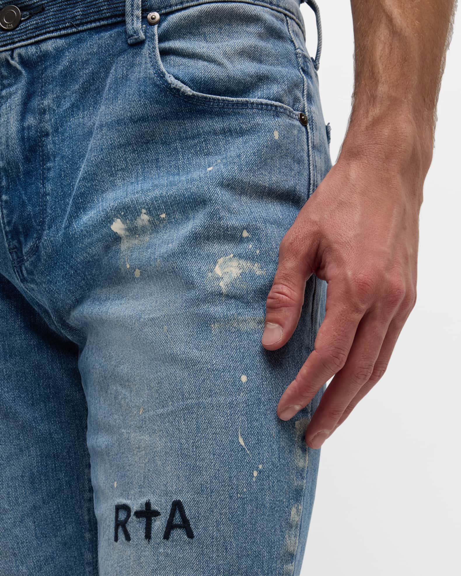 RTA Men's Clayton Distressed Paint-Splatter Jeans | Neiman Marcus