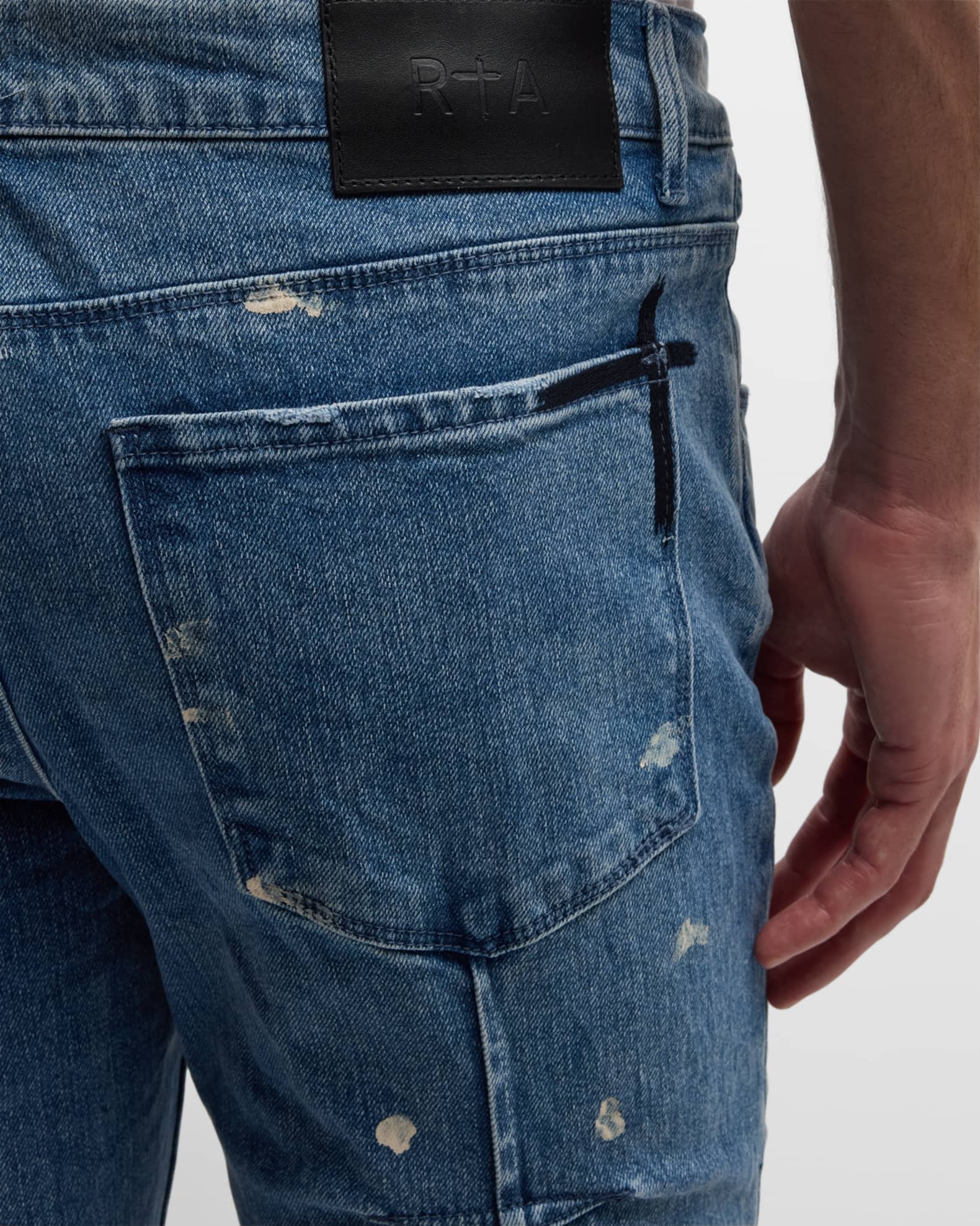 RTA Men's Clayton Distressed Paint-Splatter Jeans | Neiman Marcus