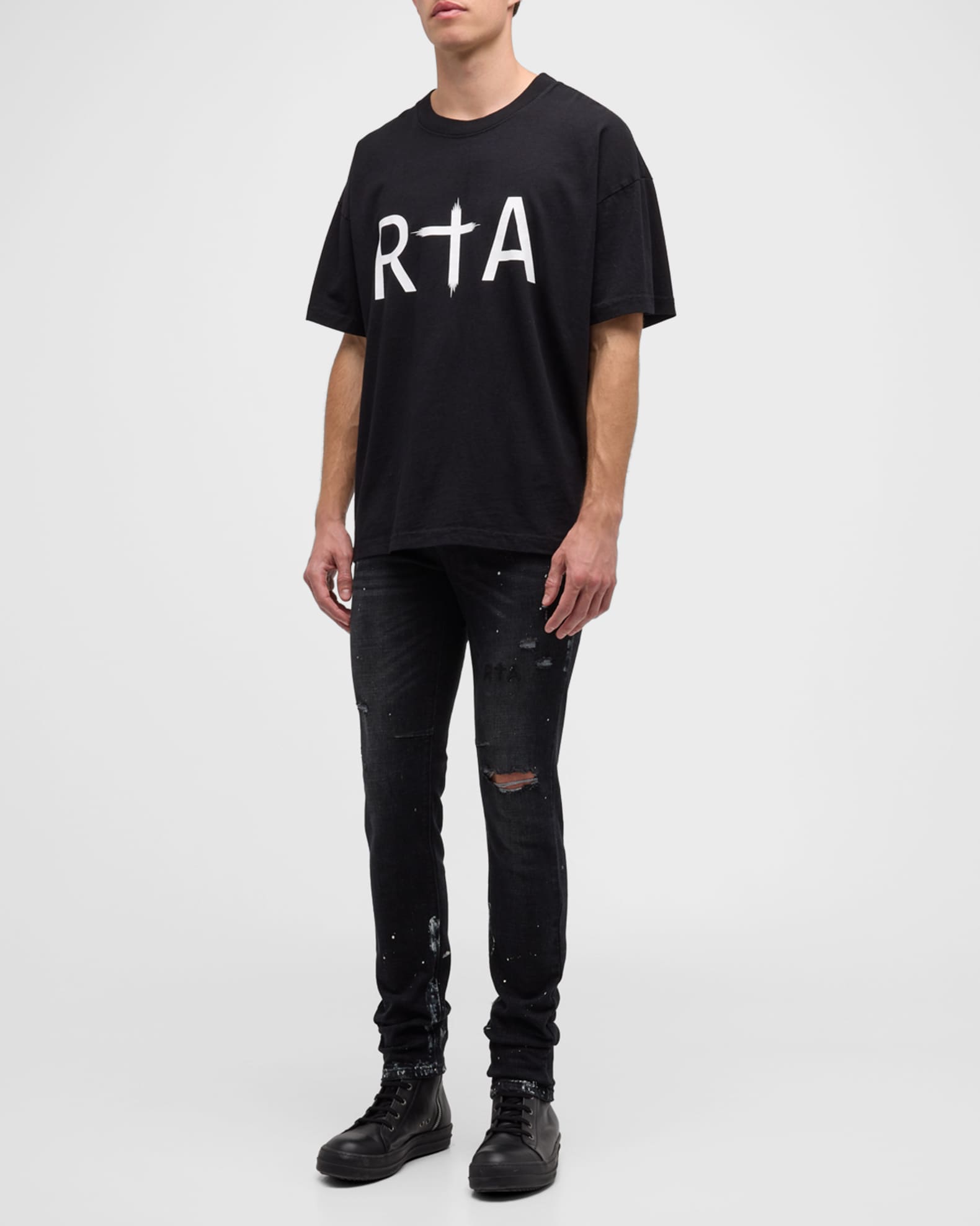 RTA Men's Clayton Distressed Skinny Jeans | Neiman Marcus