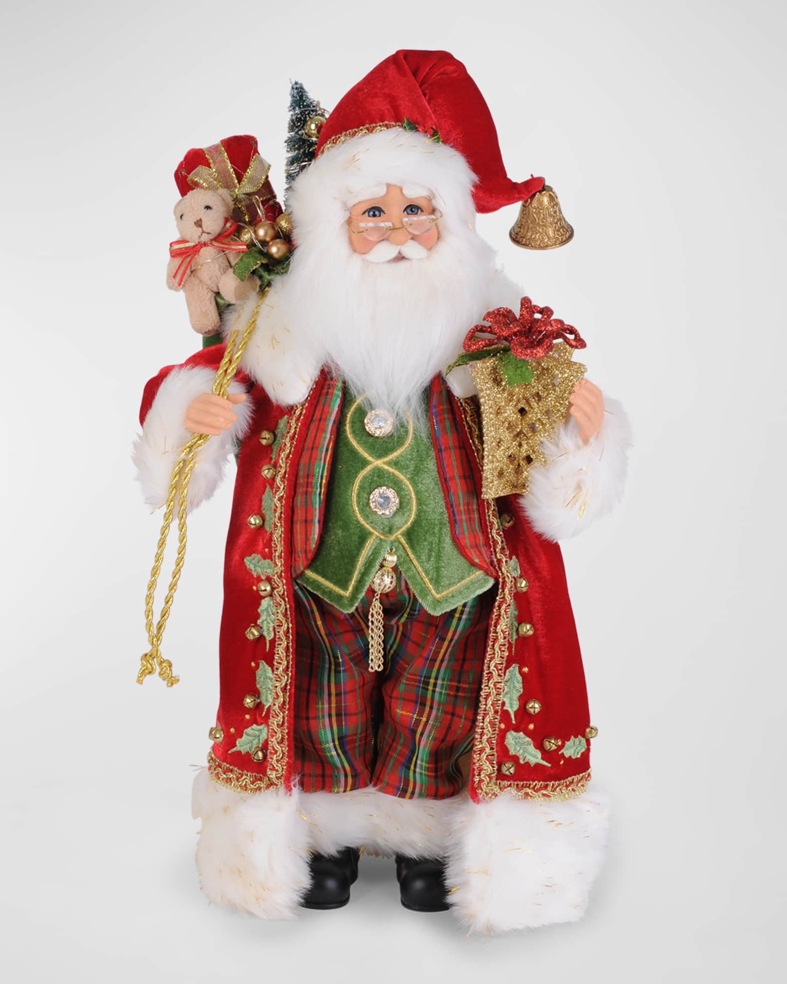 Karen Didion Originals Lighted Traditional Tartan Santa | Neiman Marcus