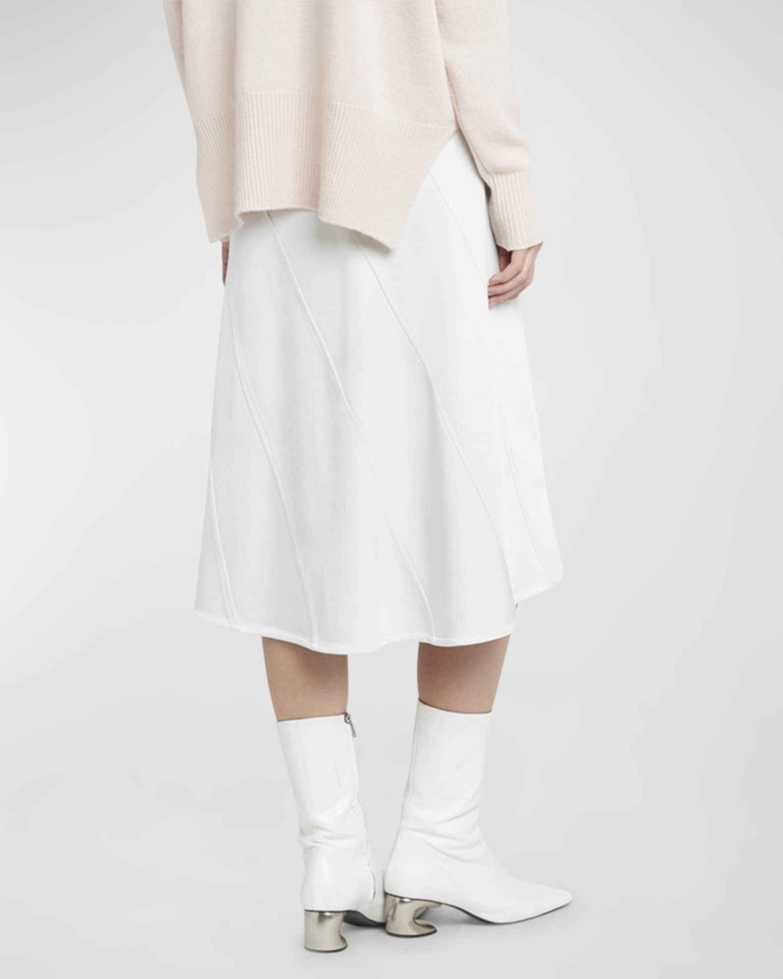 Jil Sander Diagonal Pintuck Midi A-Line Skirt | Neiman Marcus