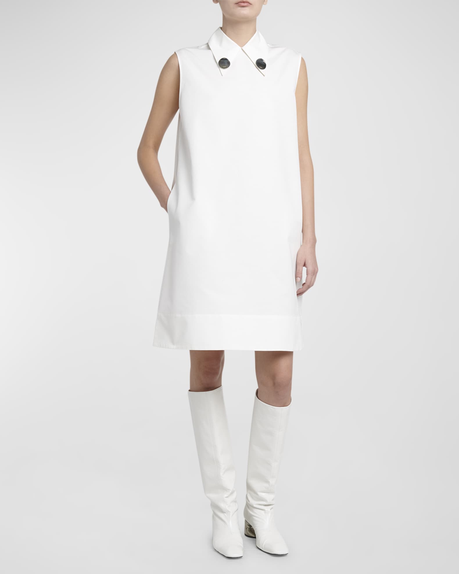 Jil Sander Collared Sleeveless Shift Dress | Neiman Marcus