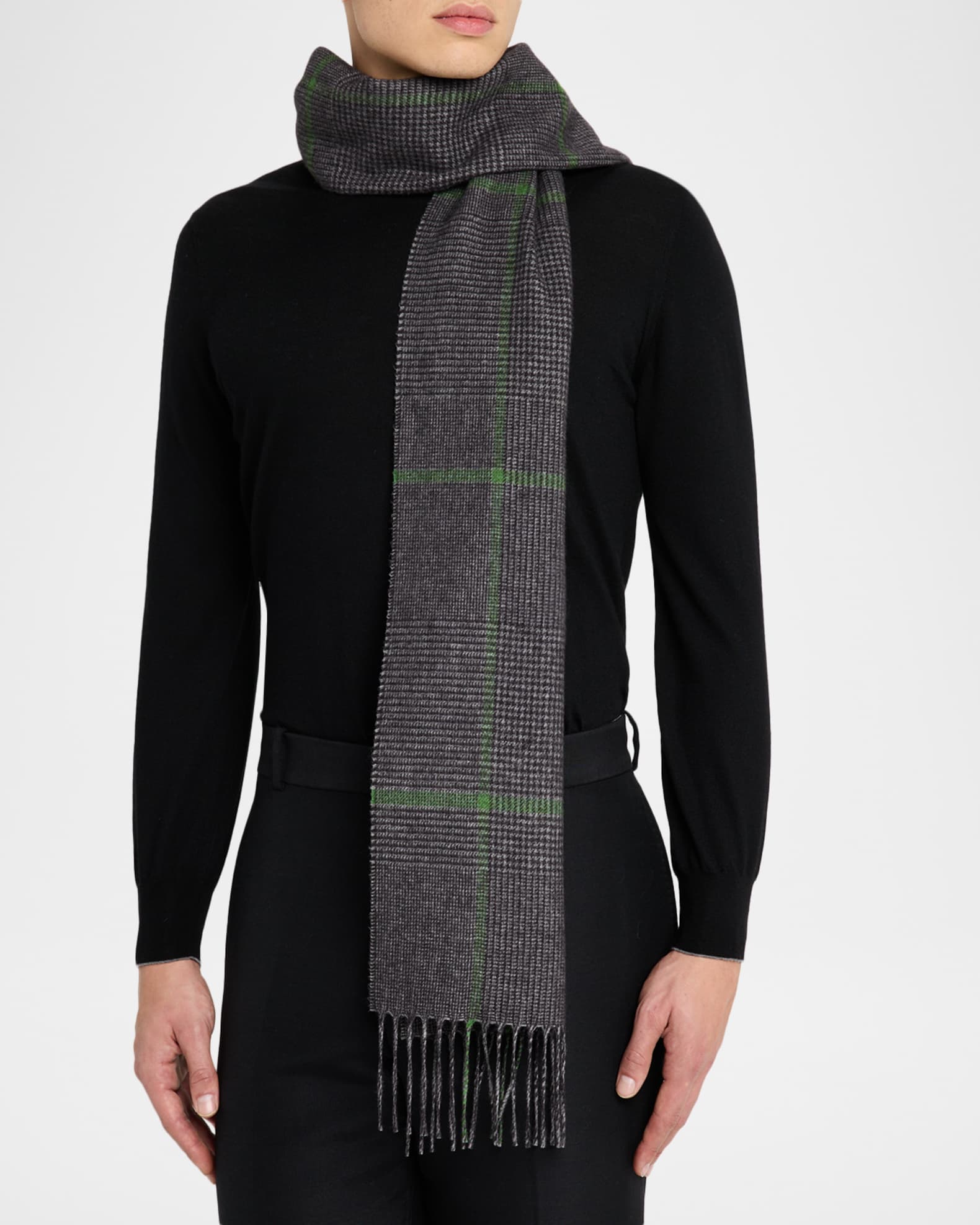 PIACENZA Men's Silk Cashmere Glen Plaid Scarf | Neiman Marcus