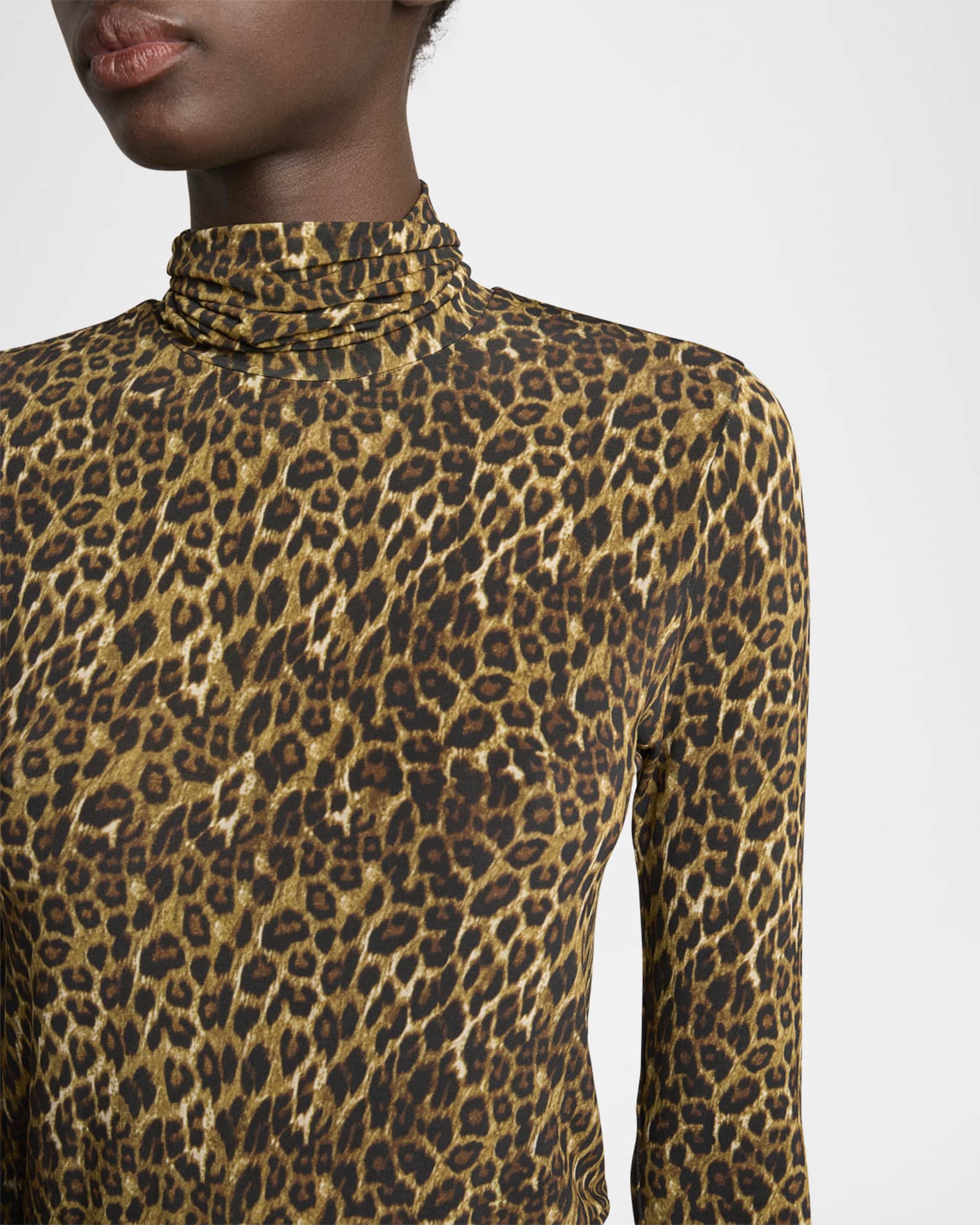 Isabel Marant Joyela Leopard Print Jersey Turtleneck Top | Neiman Marcus