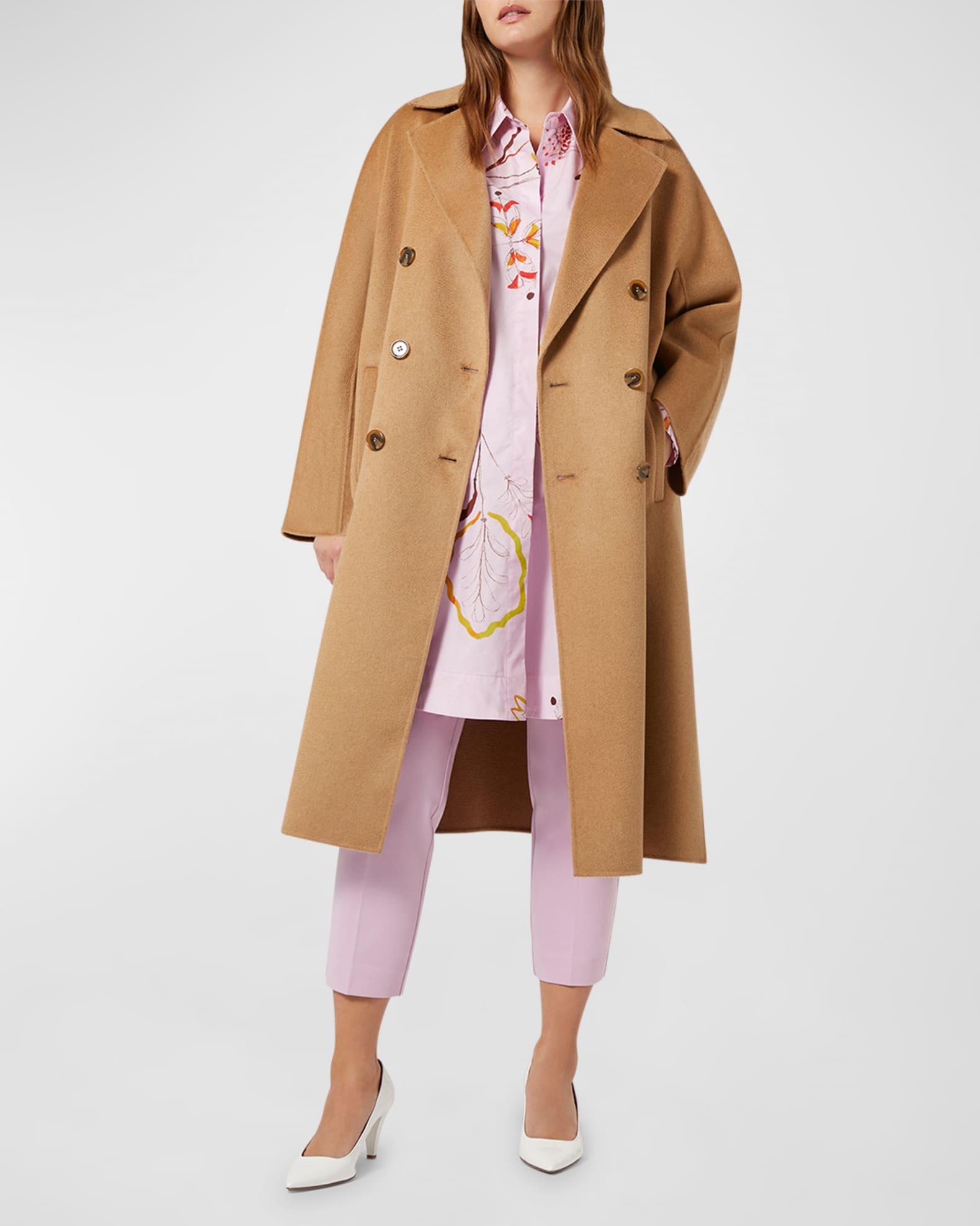 Marina Rinaldi Plus Size Bratto Double-Breasted Wool Coat | Neiman Marcus