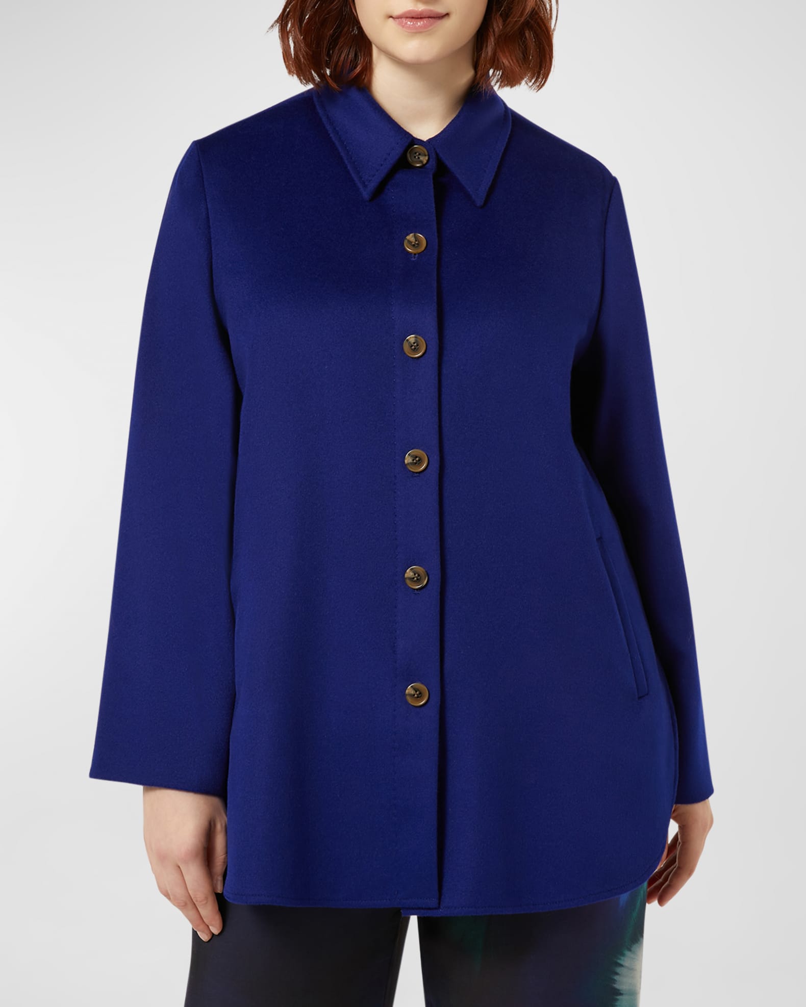 Marina Rinaldi Plus Size Gazza Button-Down Virgin Wool Coat | Neiman Marcus