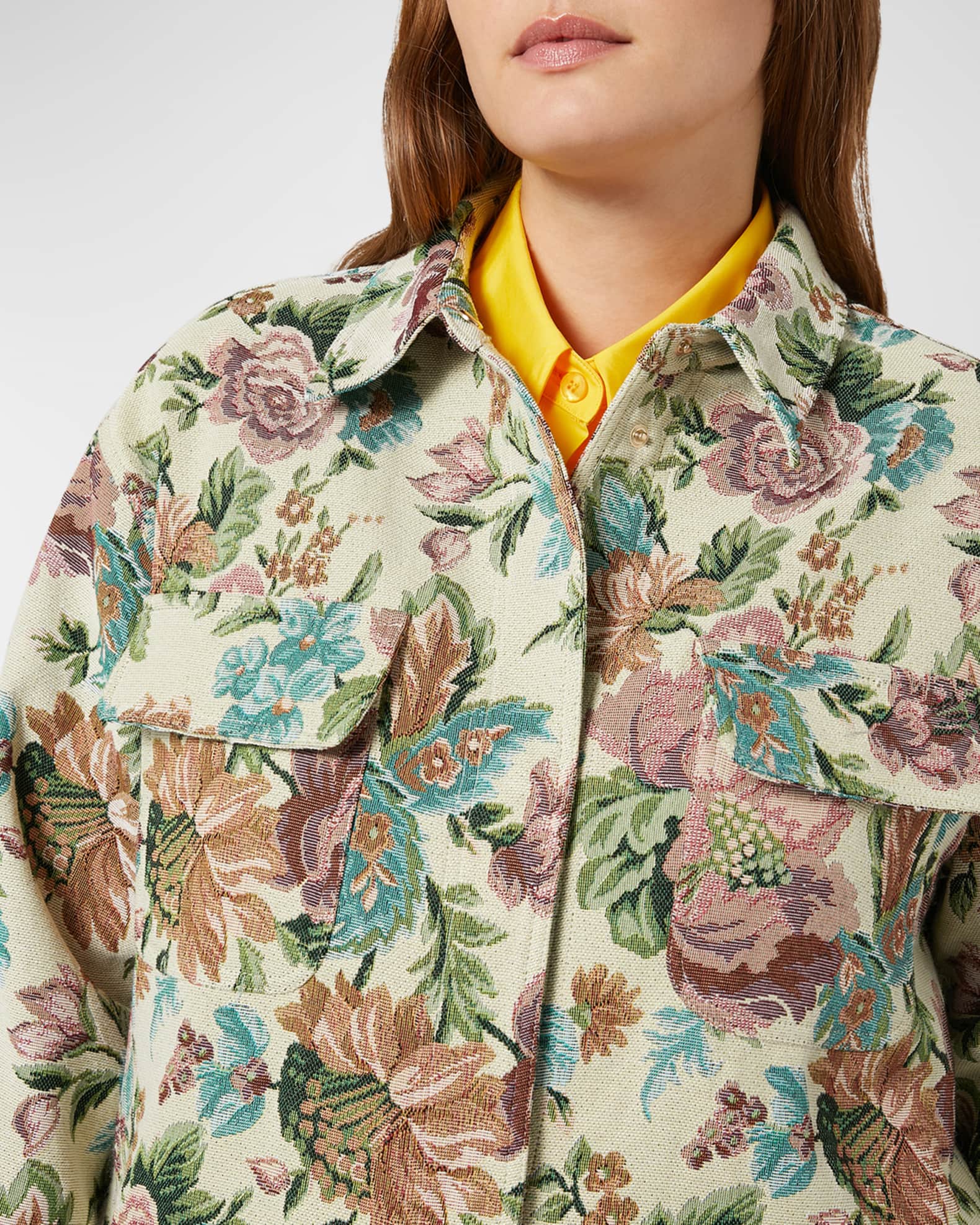 Marina Rinaldi Plus Size Canapa Floral Jacquard Jacket | Neiman Marcus