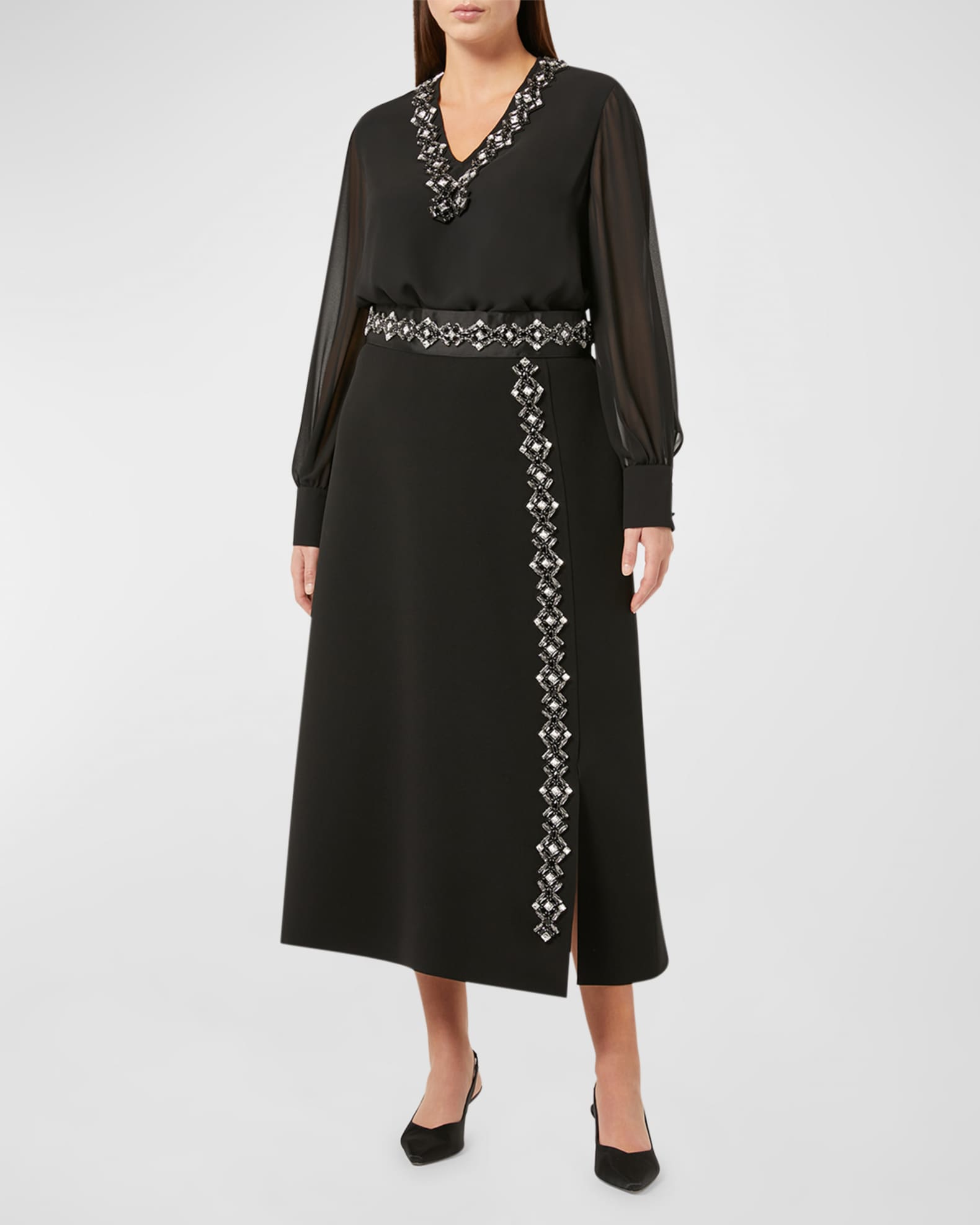 Marina Rinaldi Plus Size Ubaldo Crystal-Embellished Midi Skirt | Neiman ...