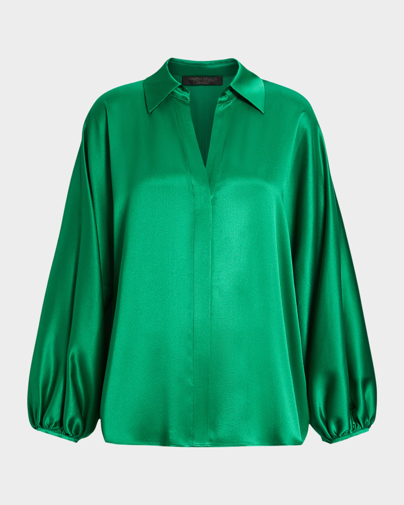 Marina Rinaldi Plus Size Acanto Blouson-Sleeve Blouse | Neiman Marcus