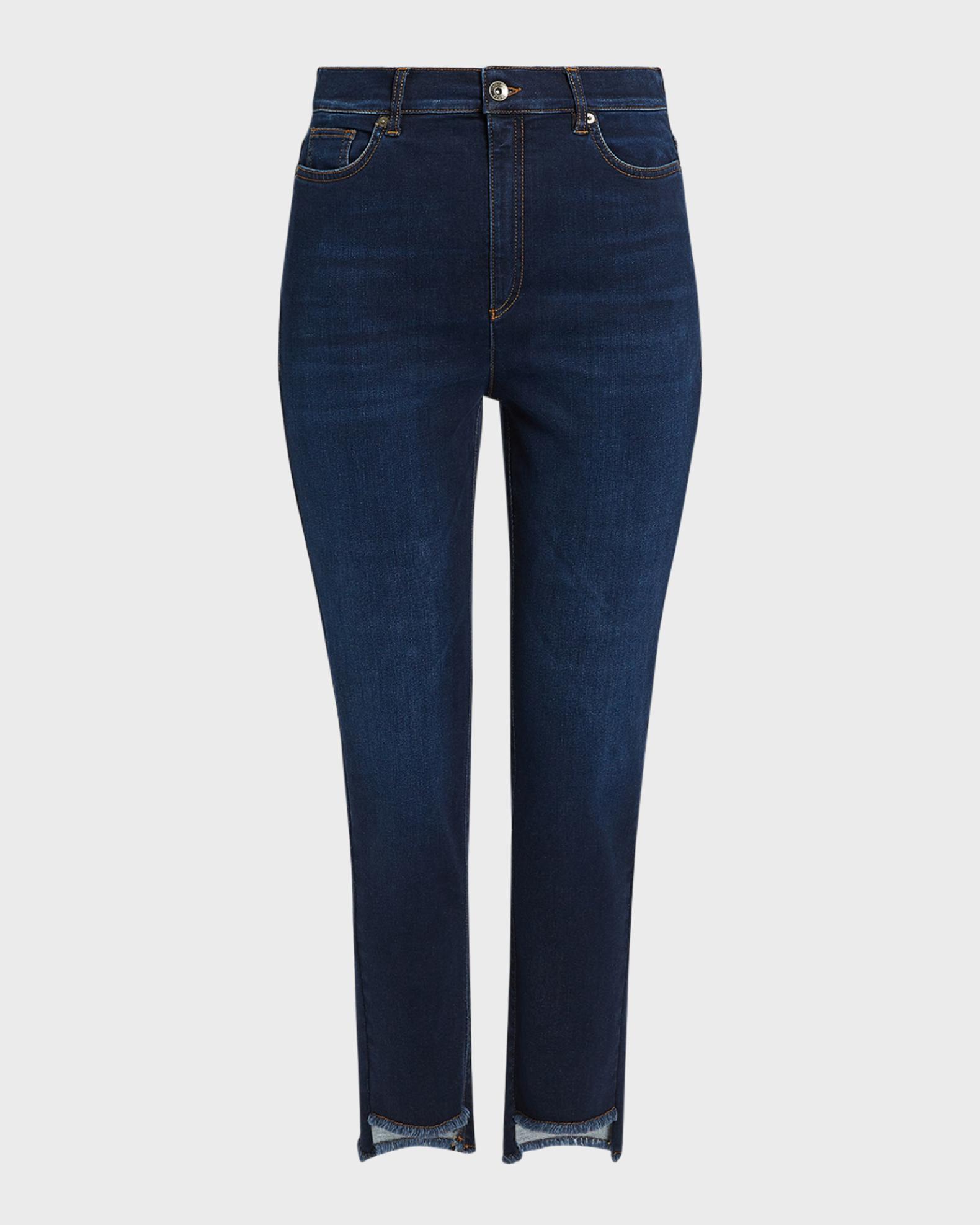 Marina Rinaldi Plus Size Cabiria Cropped Step Fray Jeans | Neiman Marcus