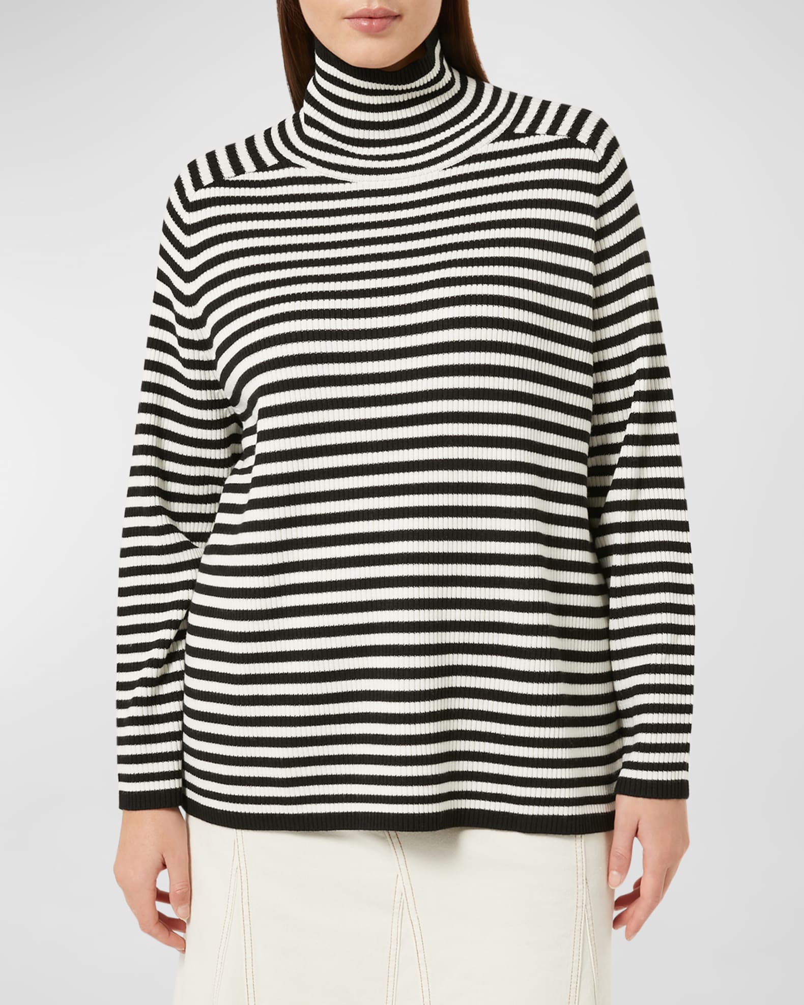 Marina Rinaldi Plus Size Enigma Striped Turtleneck Sweater | Neiman Marcus