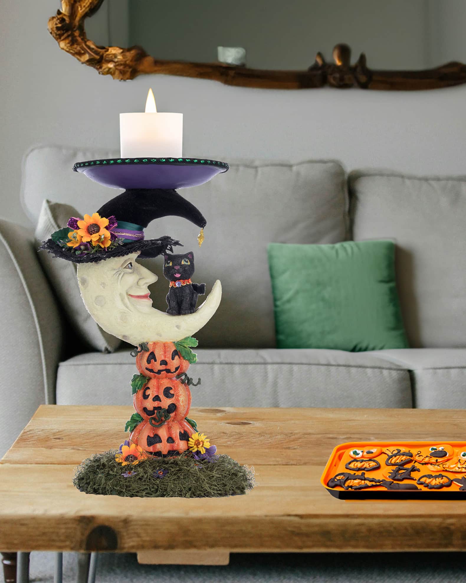 Katherine's Collection Jacks and Cats Moon Pillar Candle Holder ...