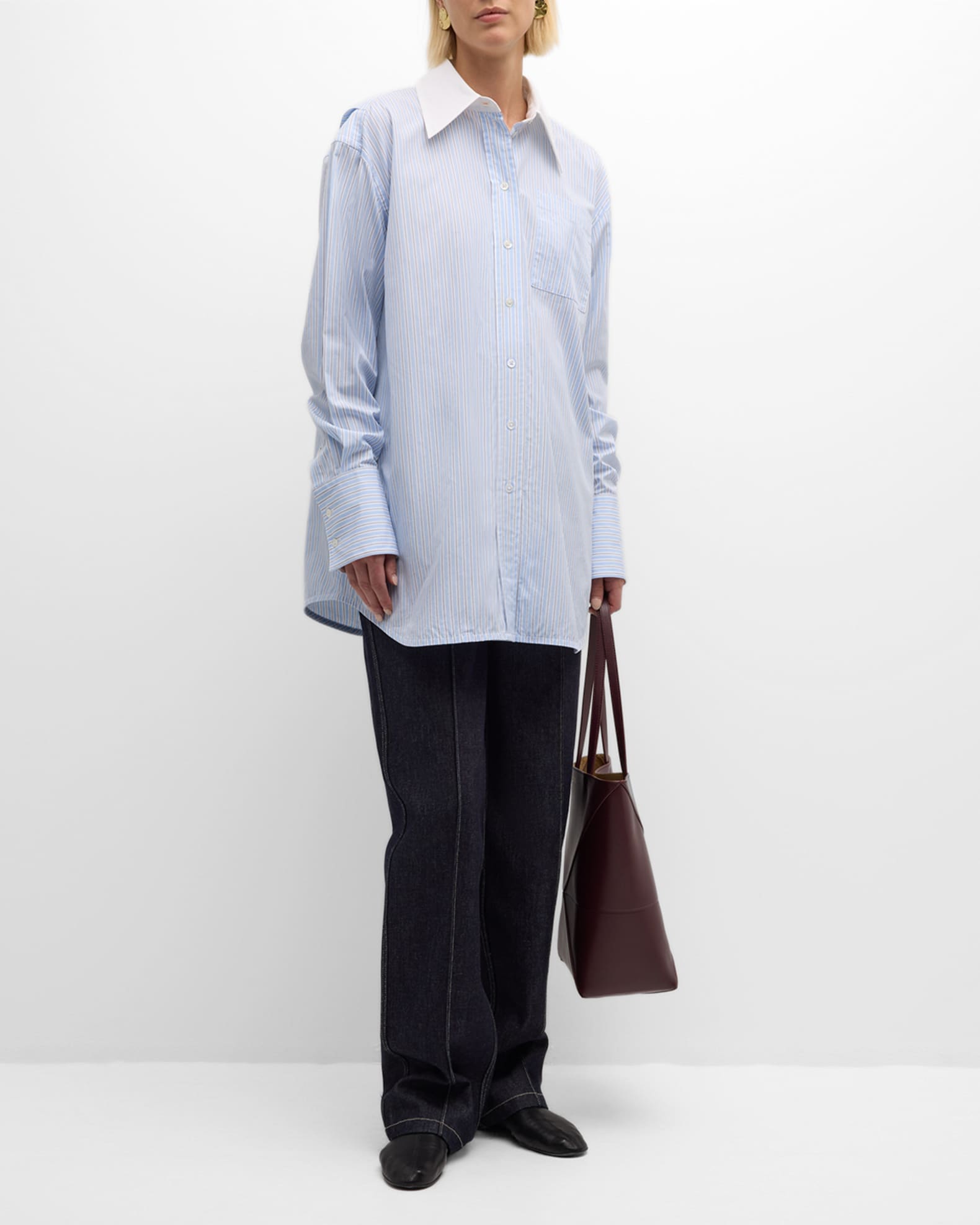 Co Striped Oversized Button-Down Shirt | Neiman Marcus
