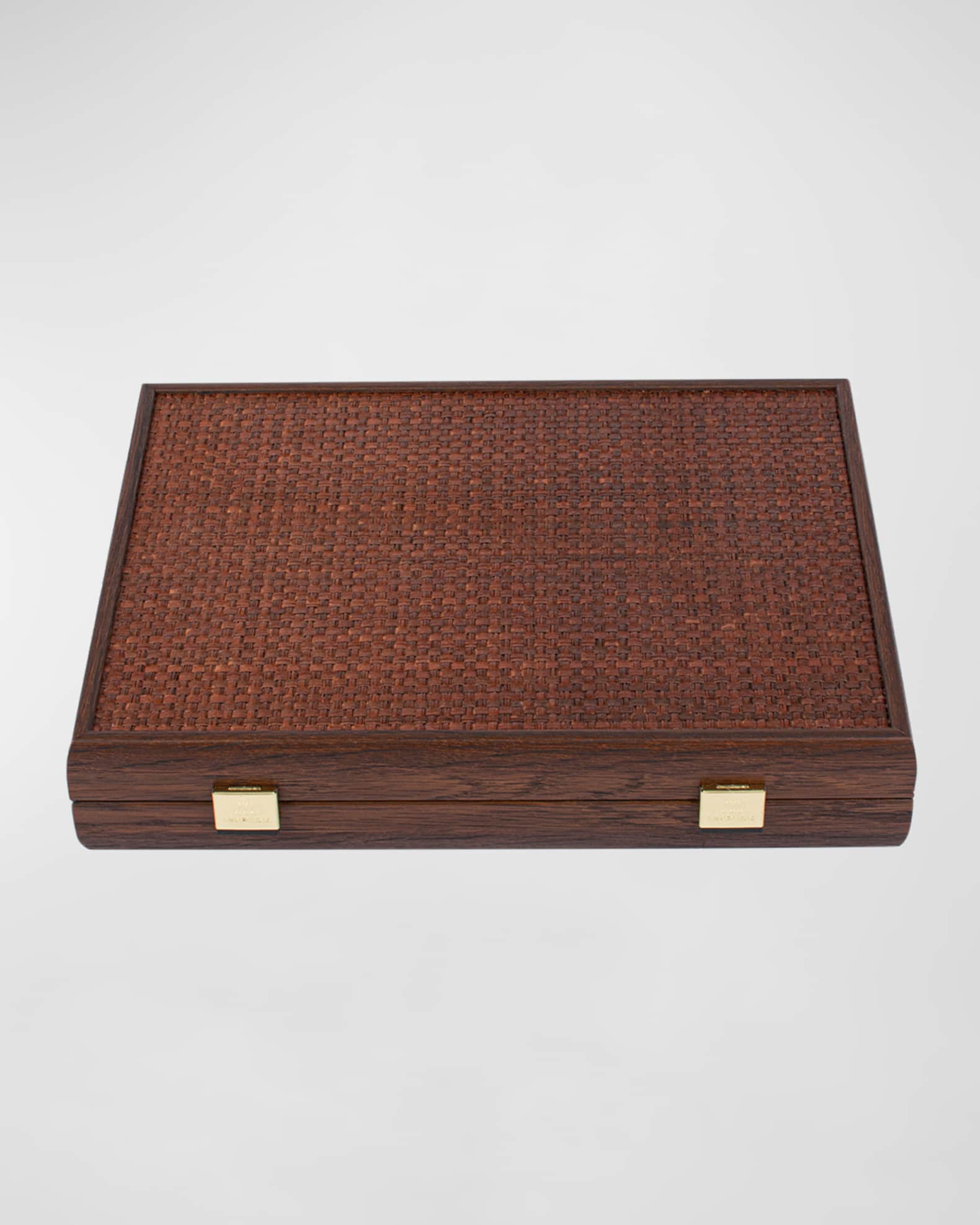 MANOPOULOS Mahjong Tiles in Dark Brown Straw Case | Neiman Marcus