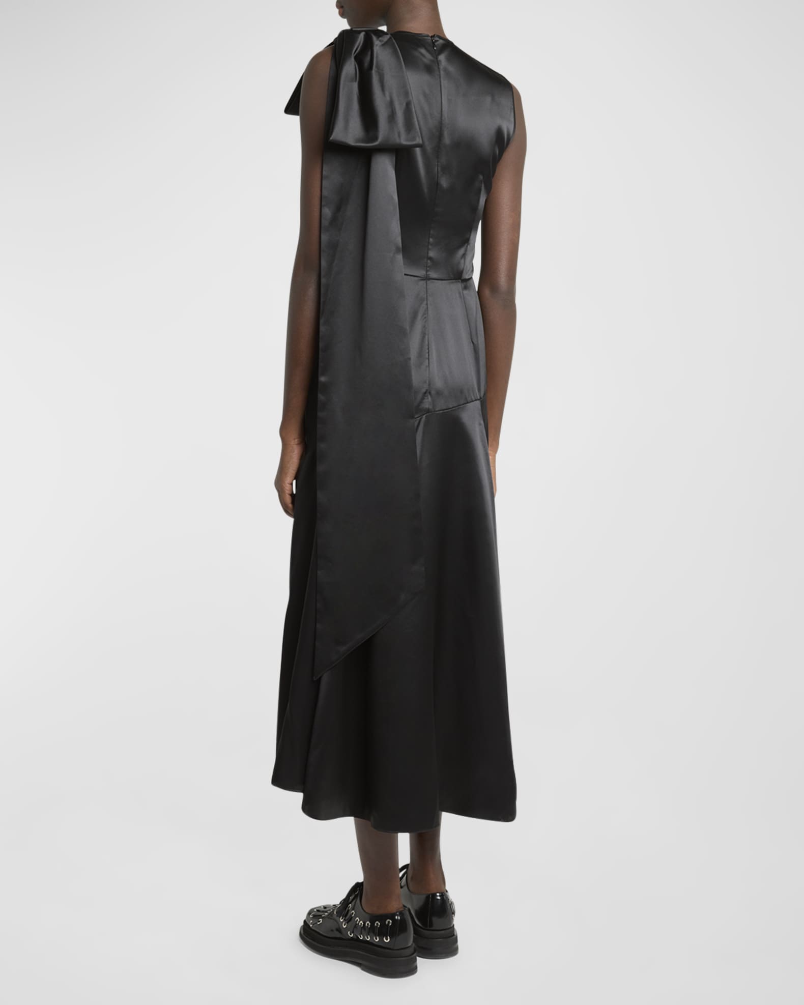 Simone Rocha Bow Sleeveless Bias-Cut Silk Midi Dress | Neiman Marcus