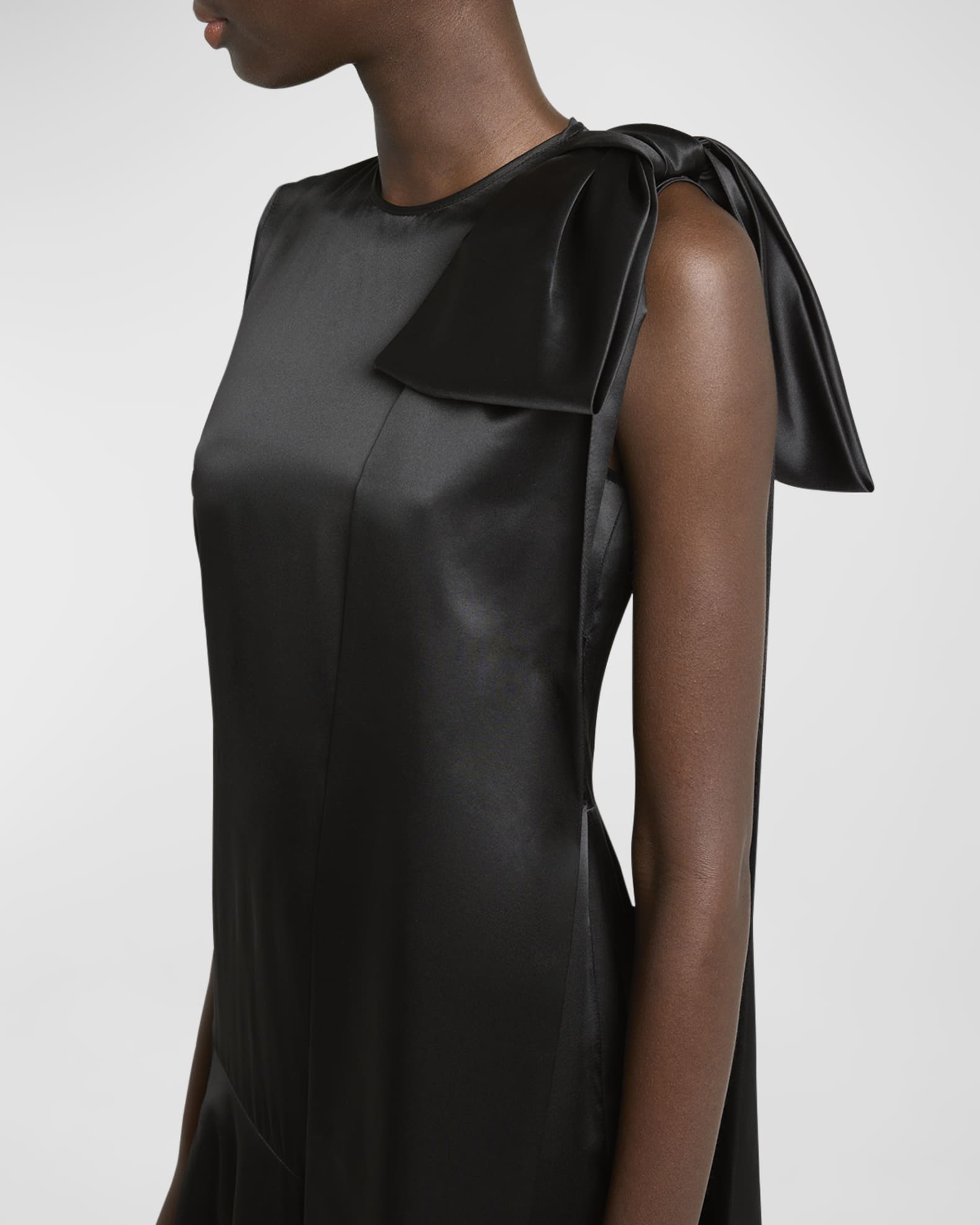 Simone Rocha Bow Sleeveless Bias-Cut Silk Midi Dress | Neiman Marcus